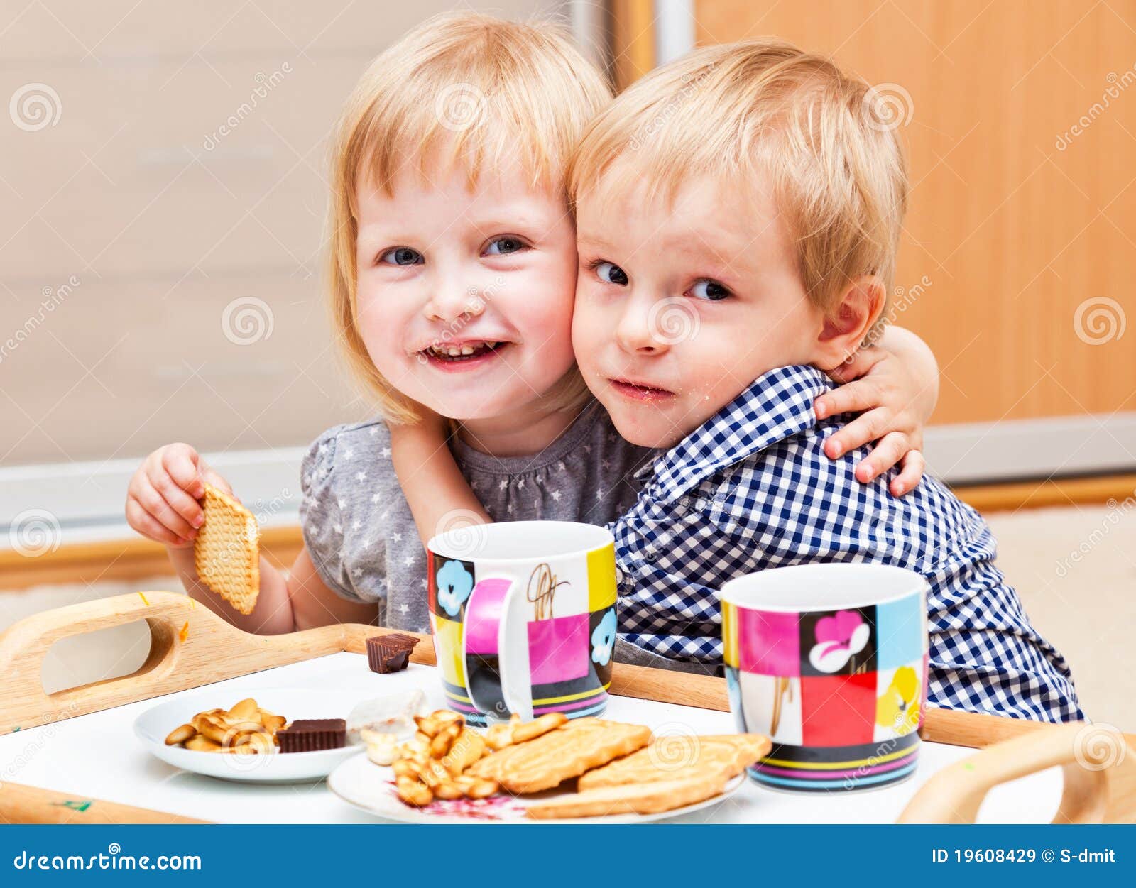 Cute Children are Eating Dessert Stock Image - Image of cakes ...