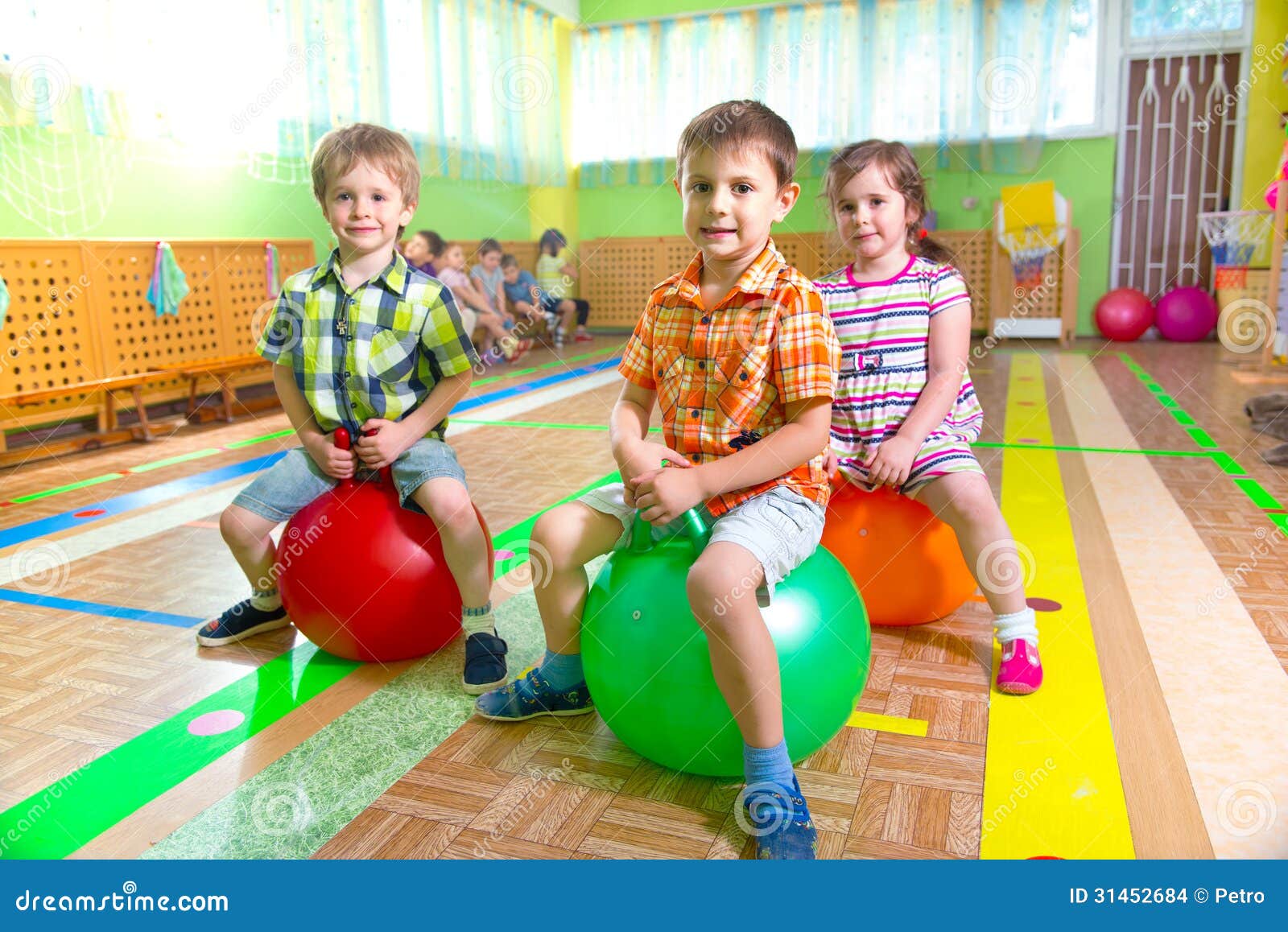 Cute children in gym stock photo. Image of friendship - 31452684
