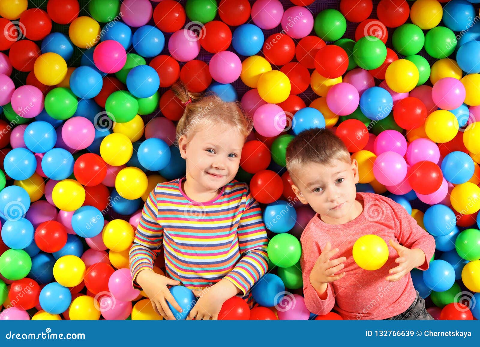 Cute Children Playing in Ball Pit Indoors Stock Image - Image of ...