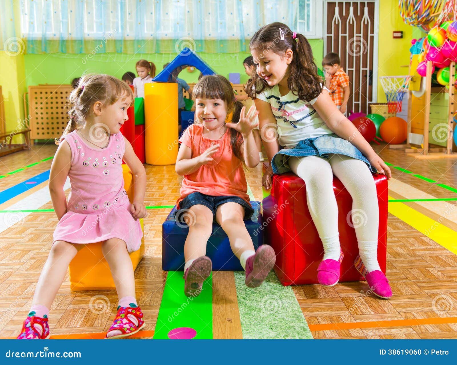 Cute Children Playing in Gym Stock Photo - Image of childhood, class ...