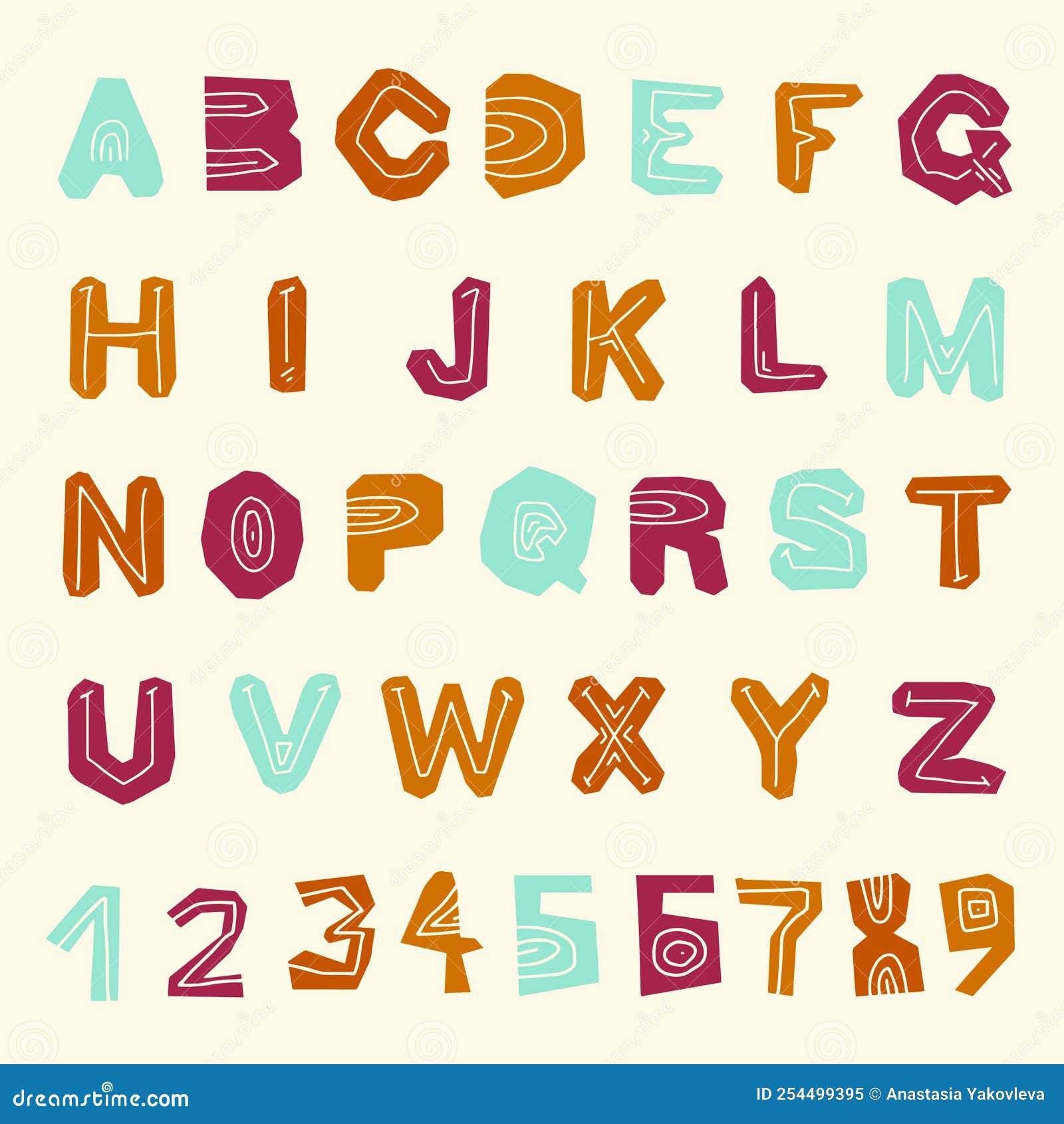 Cute Children S Fabulous Cartoon Multi-colored Font Stock Vector ...