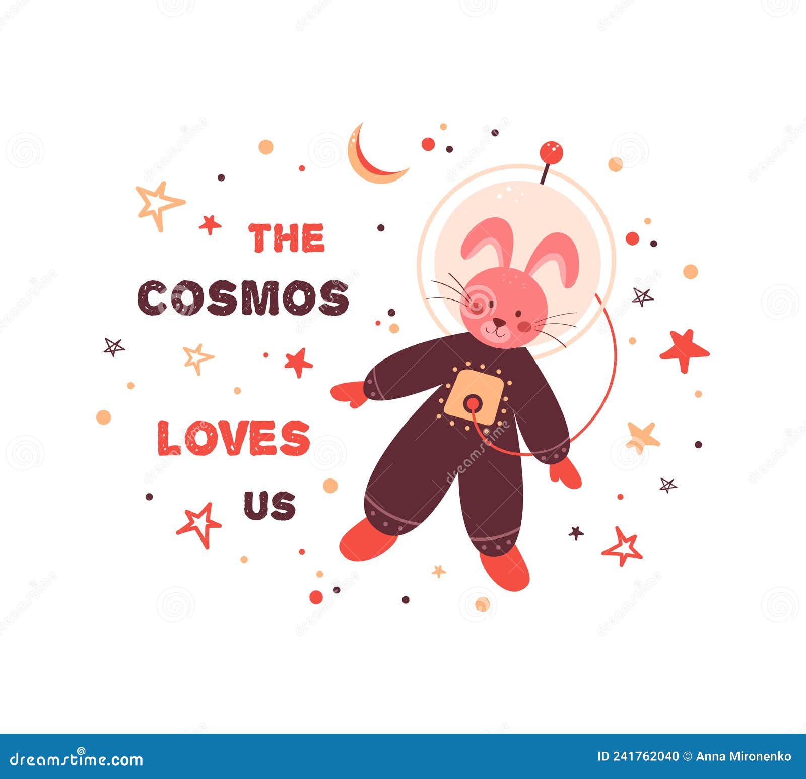 Cute Children S Illustration. Space and the Universe, Rabbit, Astronaut ...