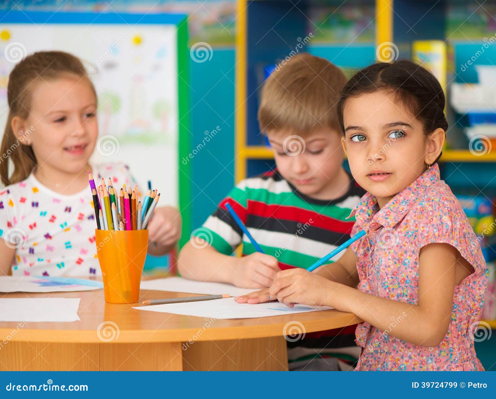 Cute Children Study at Daycare Stock Image - Image of hispanic ...