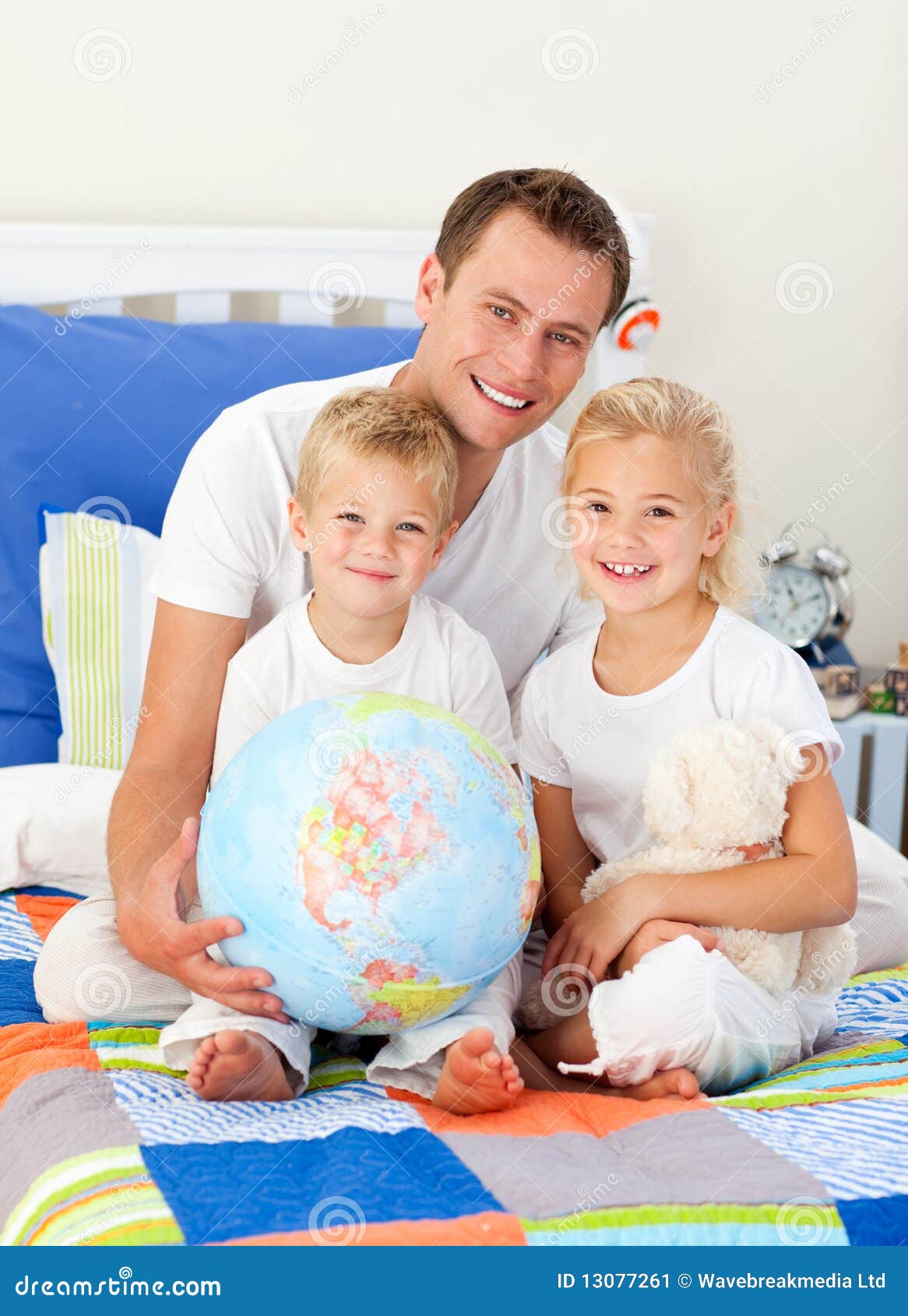 Cute Children and Their Father Stock Image - Image of international ...