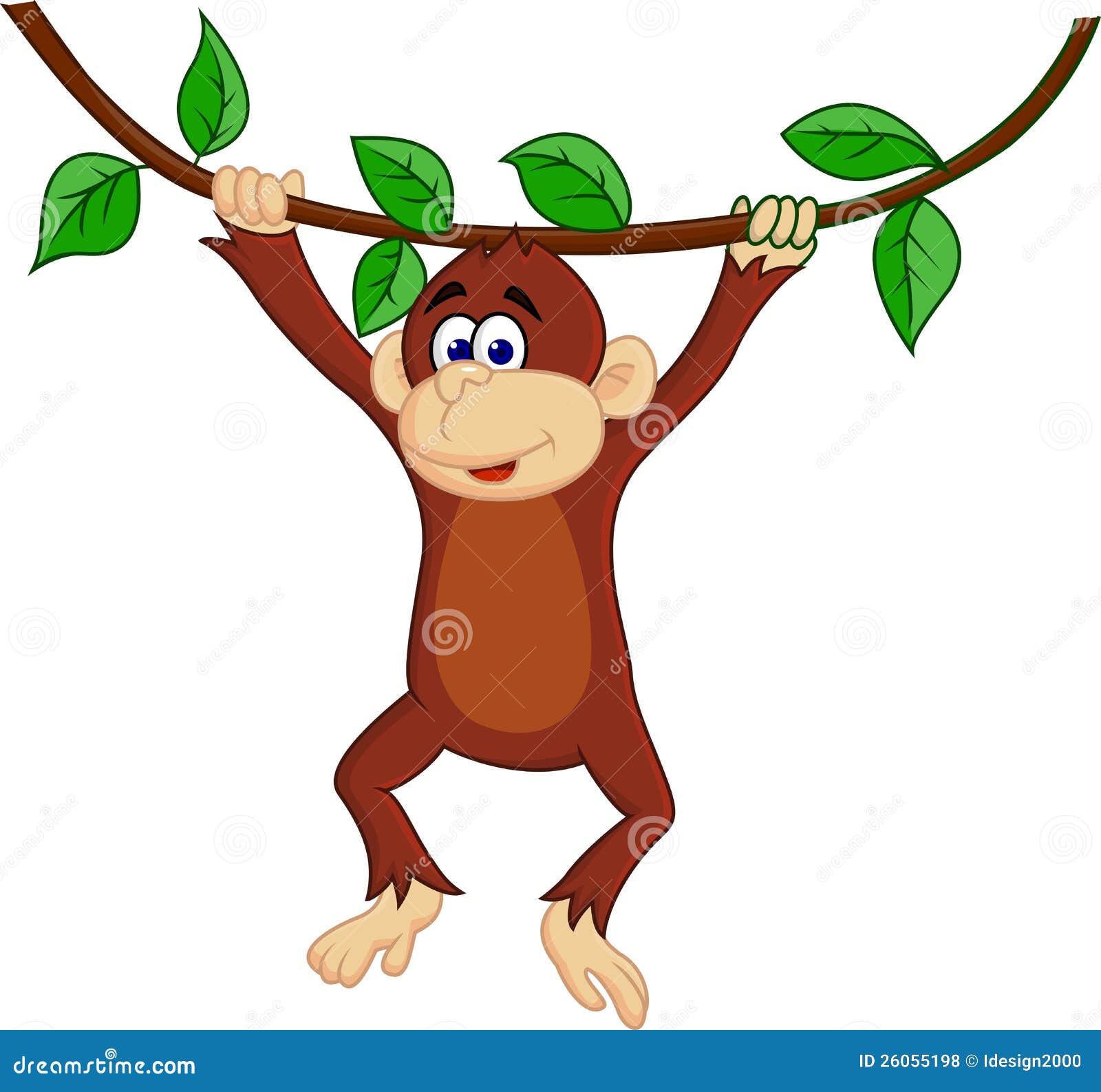 Cute chimpanzee swinging stock vector. Illustration of cheerful - 26055198