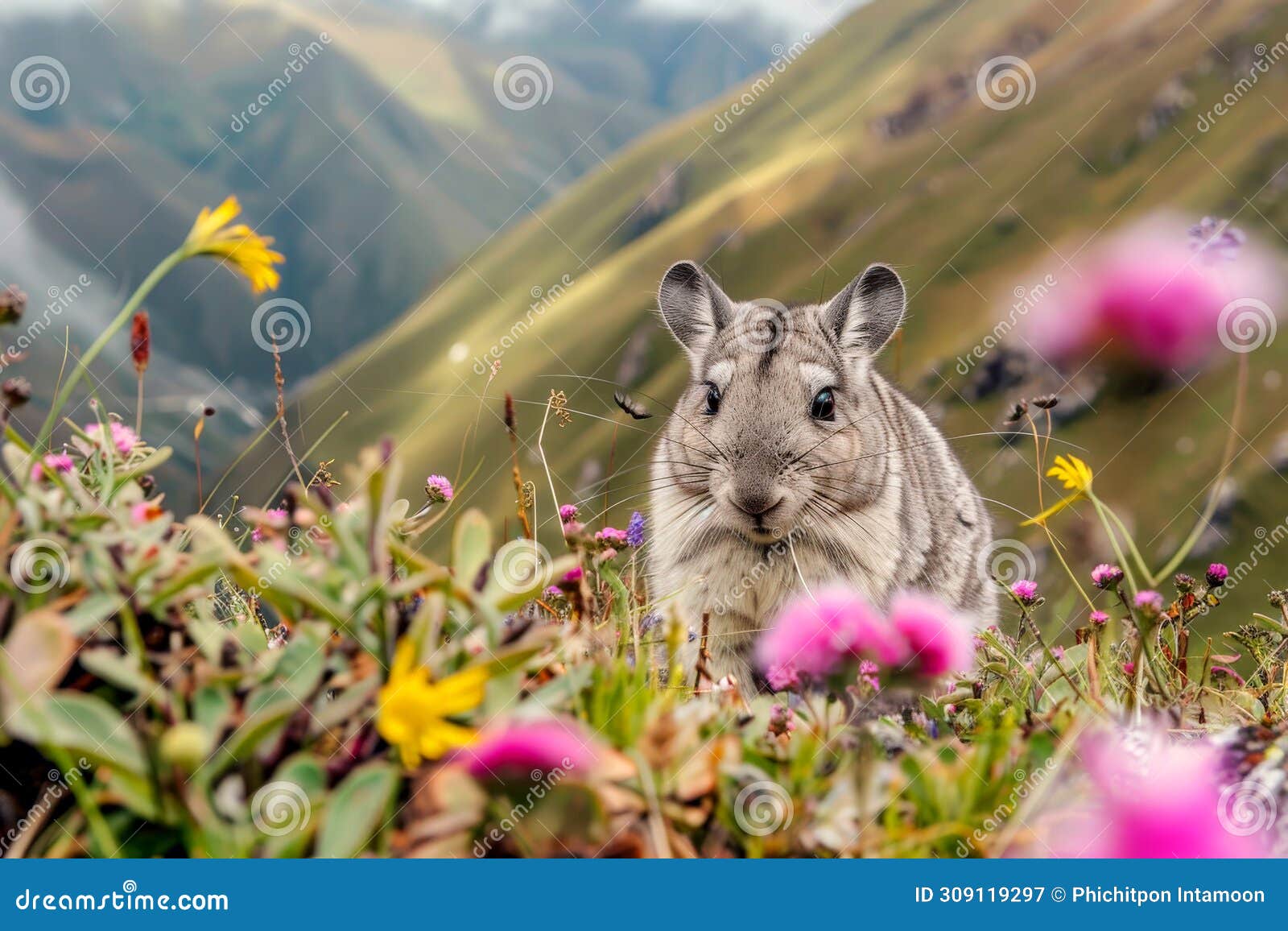 Cute Chinchilla Sunning Itself on a Mountain . AI Generated Stock Image ...