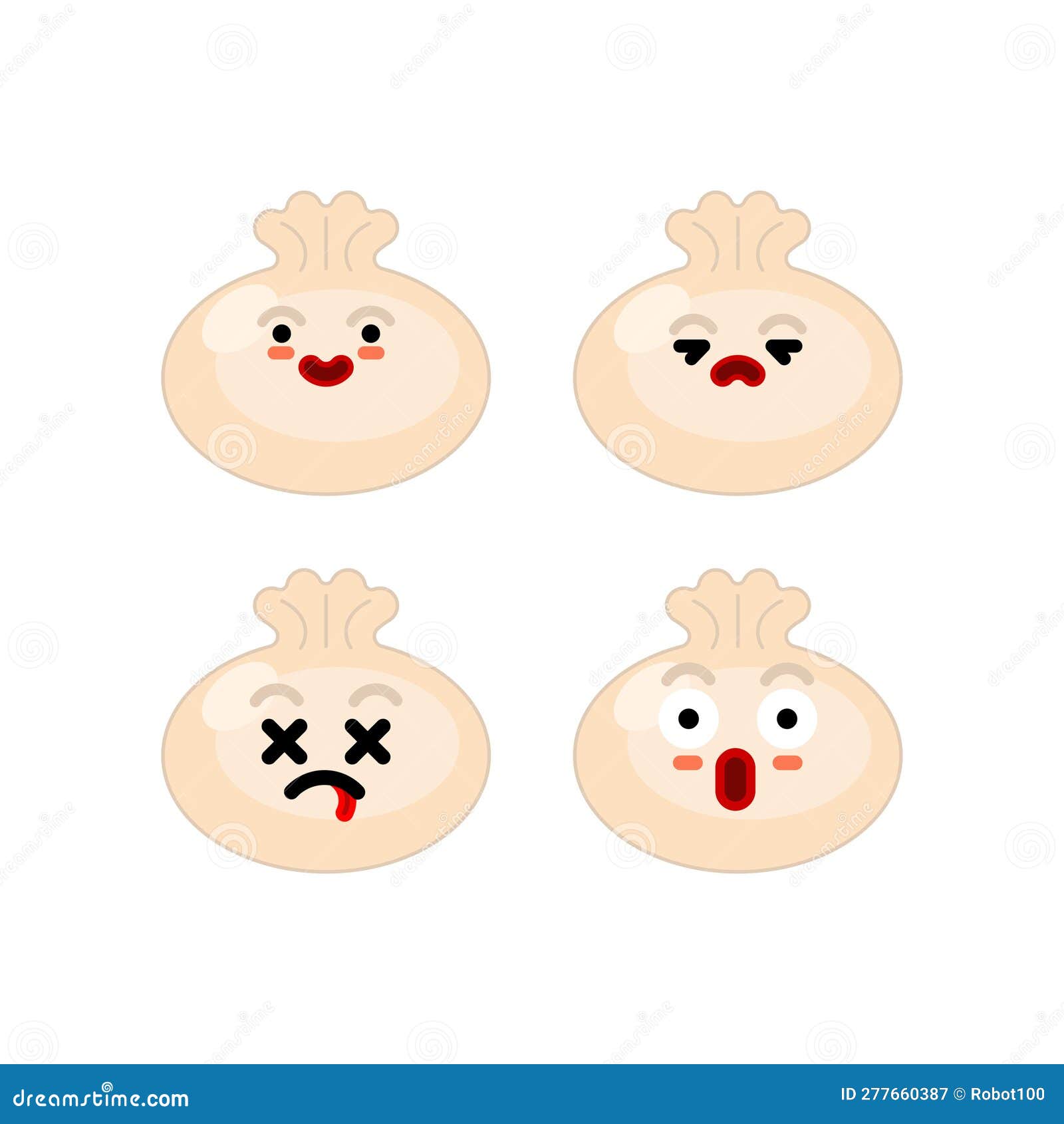 Cute Chinese Dumpling Set. Vector Illustration Stock Vector ...