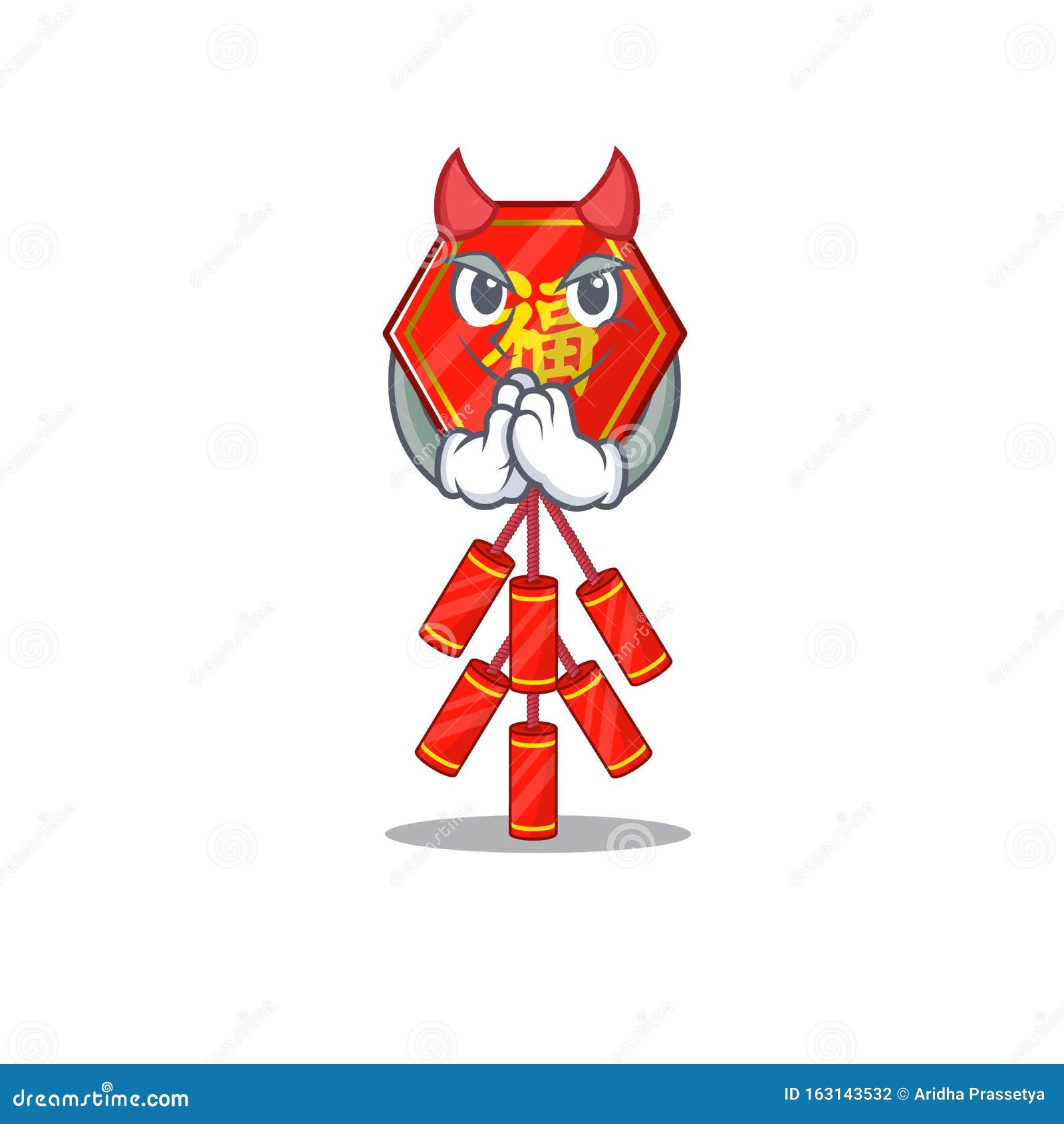Cute Chinese Firecracker Character Devil the Smiley Stock Vector ...