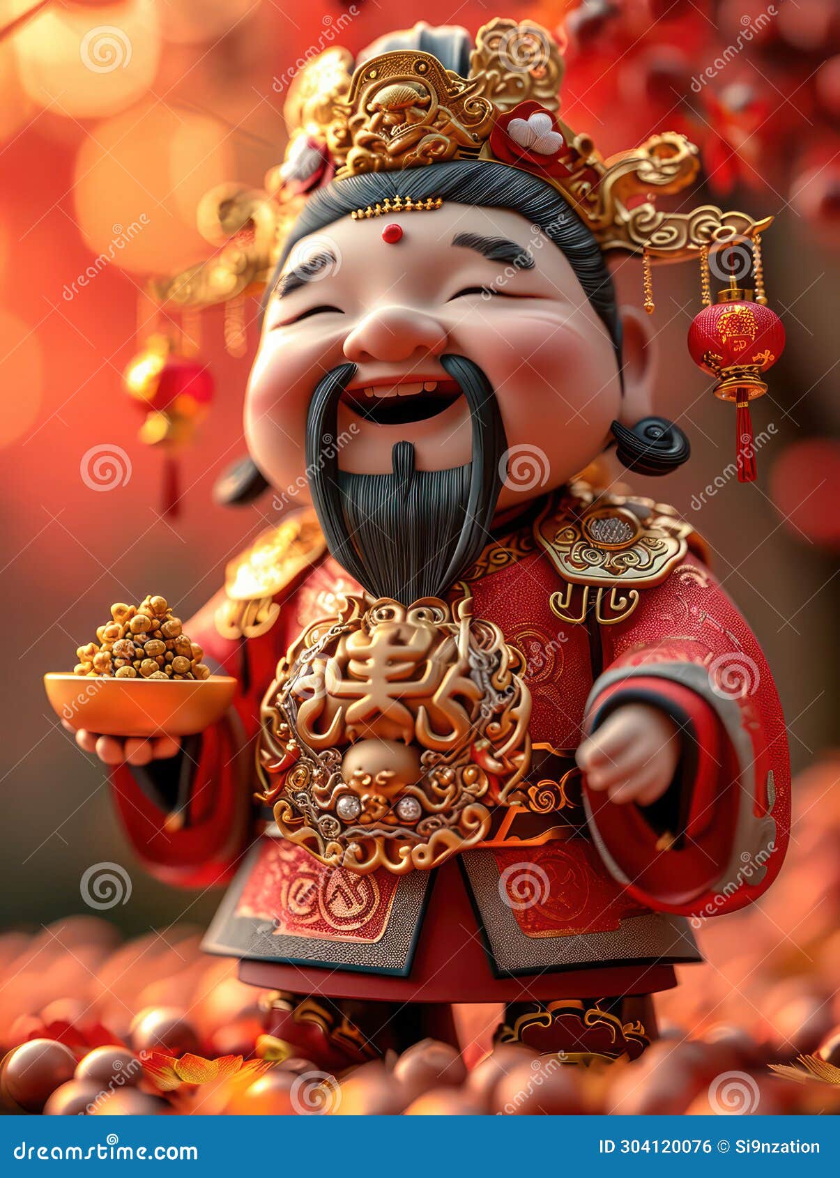 Cute Chinese God of Wealth stock illustration. Illustration of symbolic ...