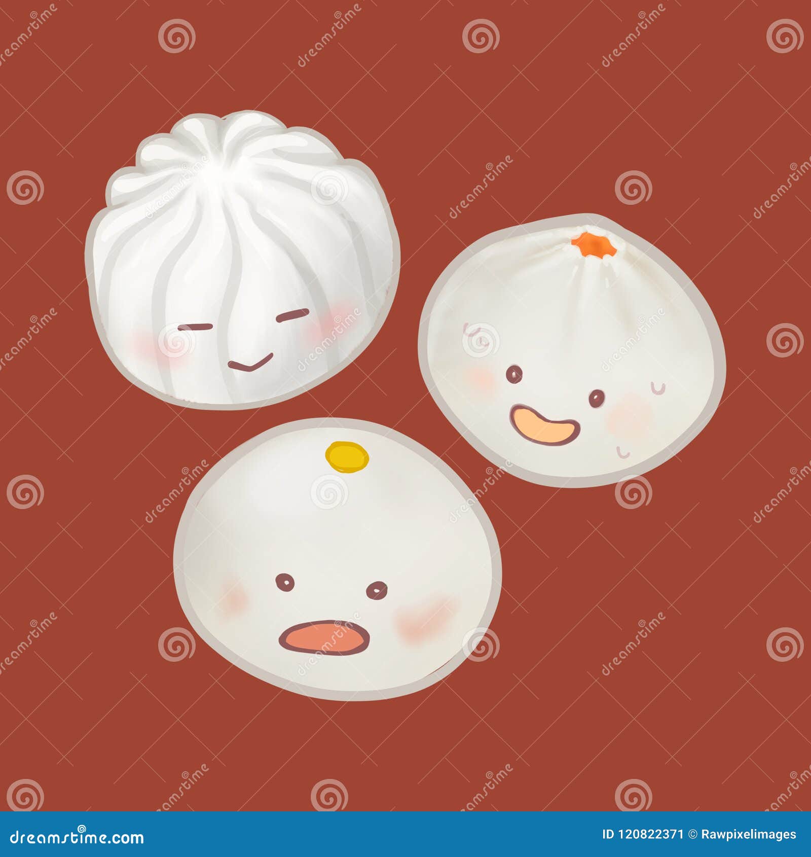 Steamed Buns Set, Hand Draw Vector | CartoonDealer.com #225052951