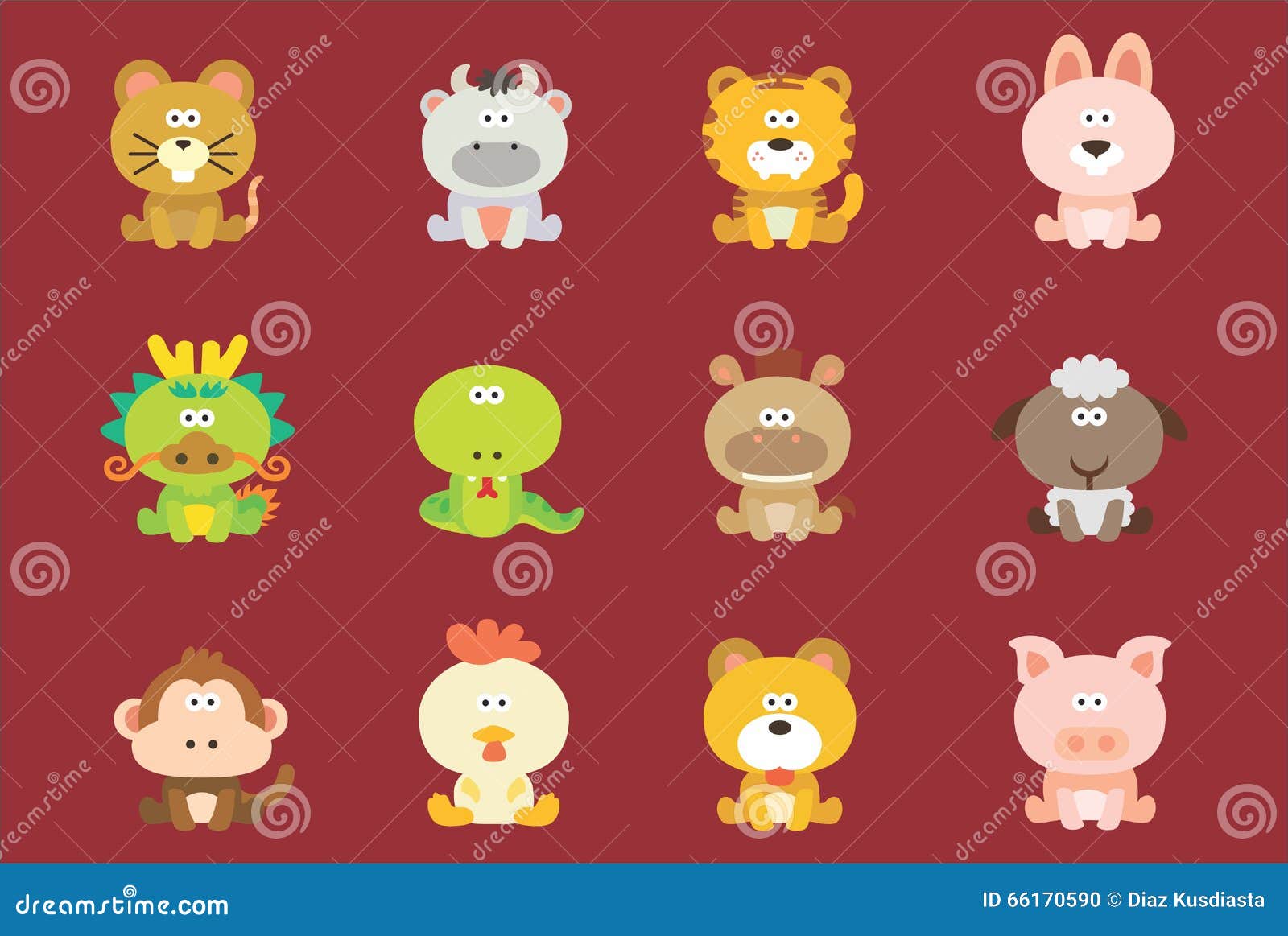Cute Chinese Zodiac stock vector. Illustration of puppy - 66170590