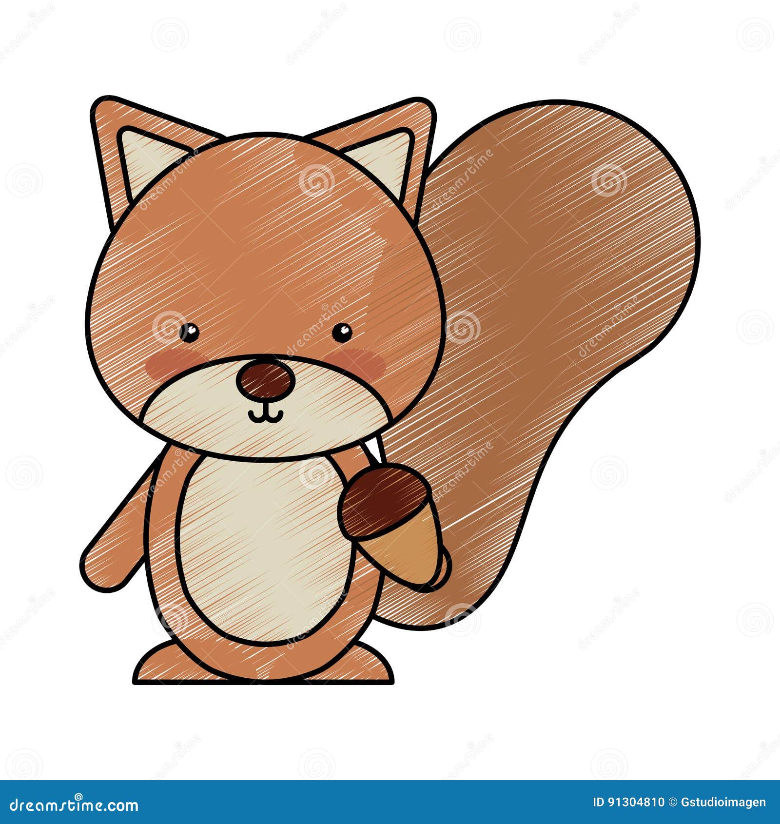 Cute Chipmunk - Line Illustration. Black And White Rodent Sketch ...