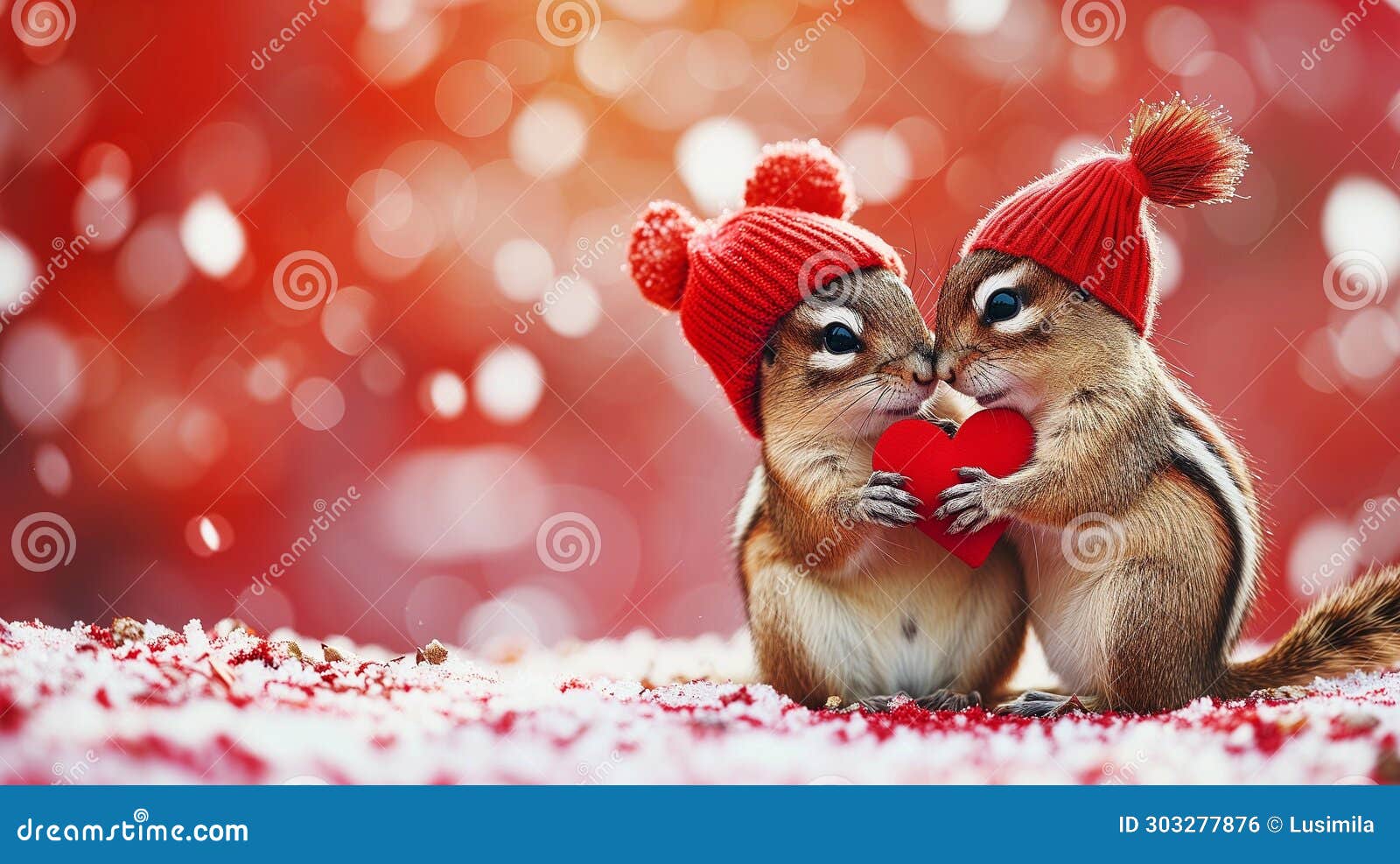 Cute chipmunks couple stock photo. Image of heart, festive - 303277876