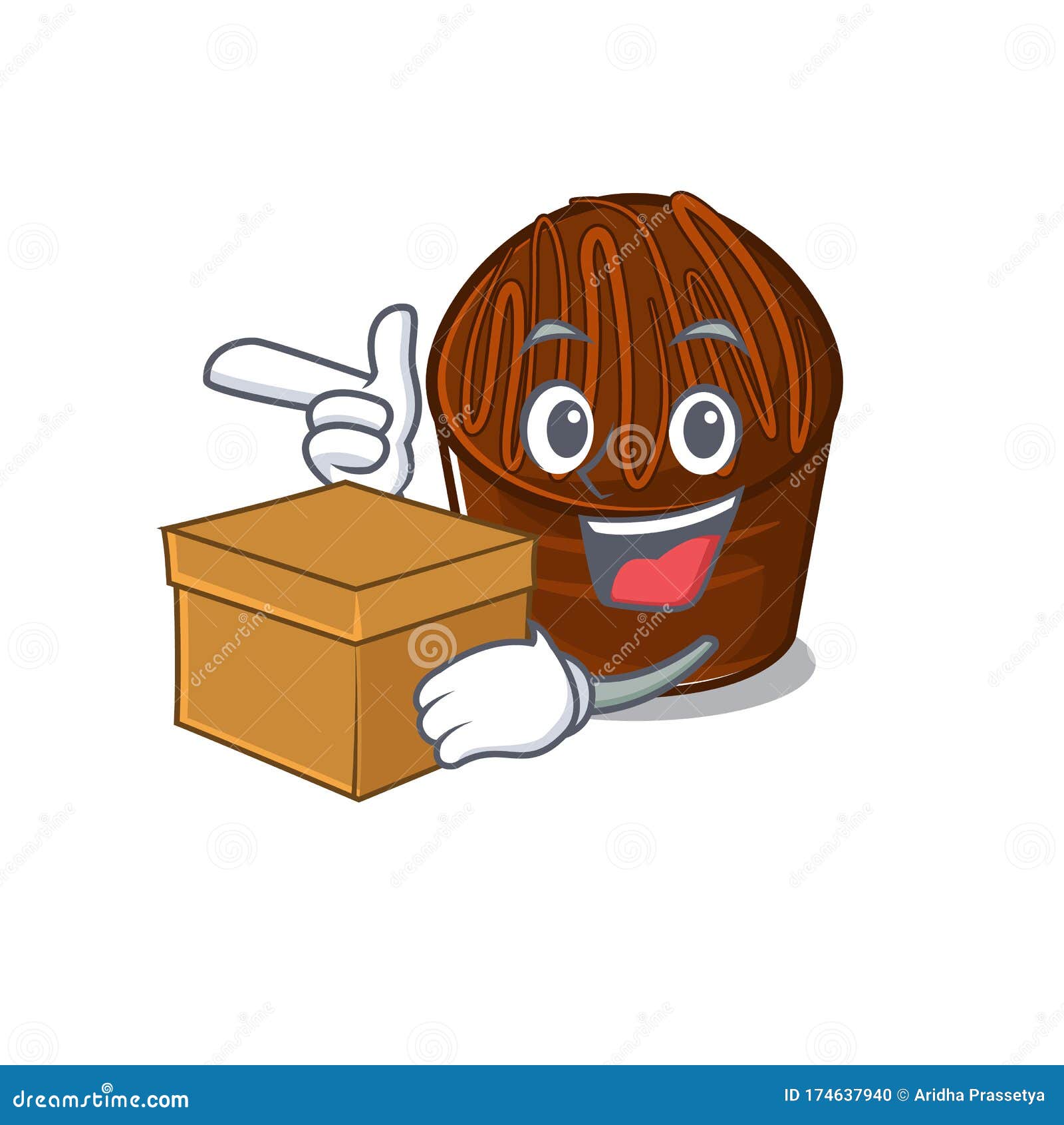 Cute Chocolate Candy Cartoon Character Having a Box Stock Vector ...