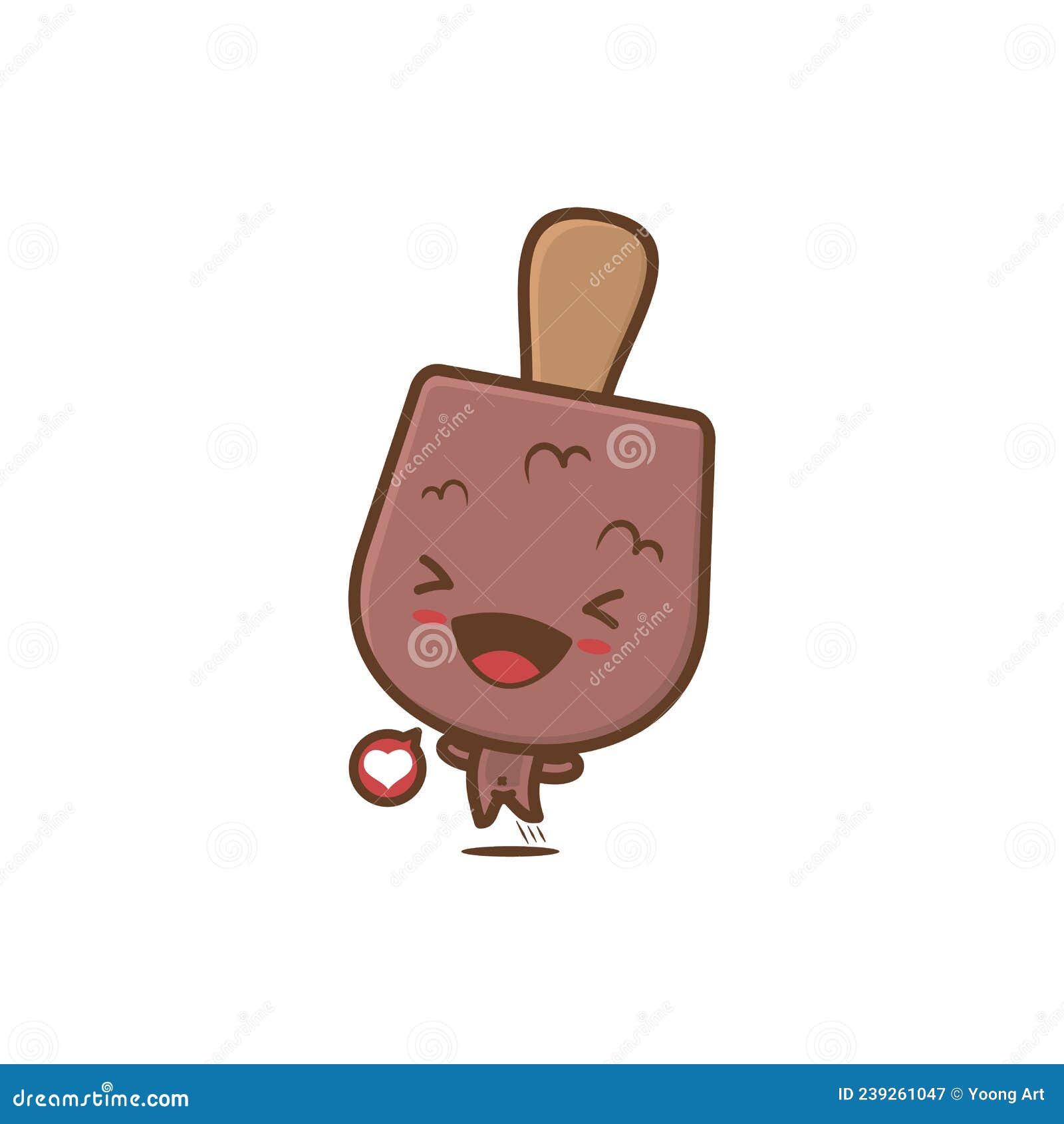 Cute Chocolate Ice Cream Cartoon Character Stock Vector - Illustration ...
