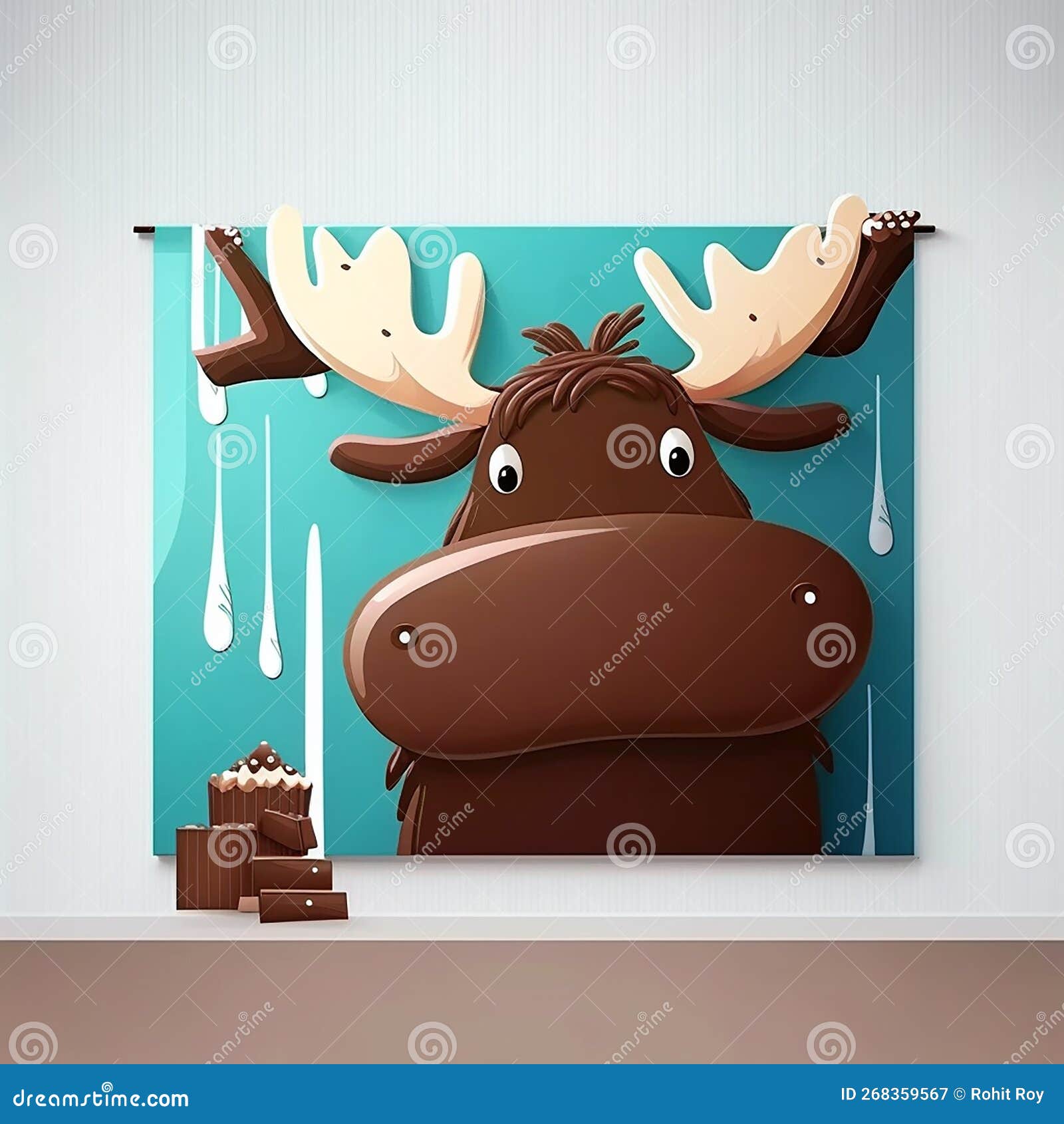 Cute Chocolate Moose Banner with Copy Space Stock Illustration ...
