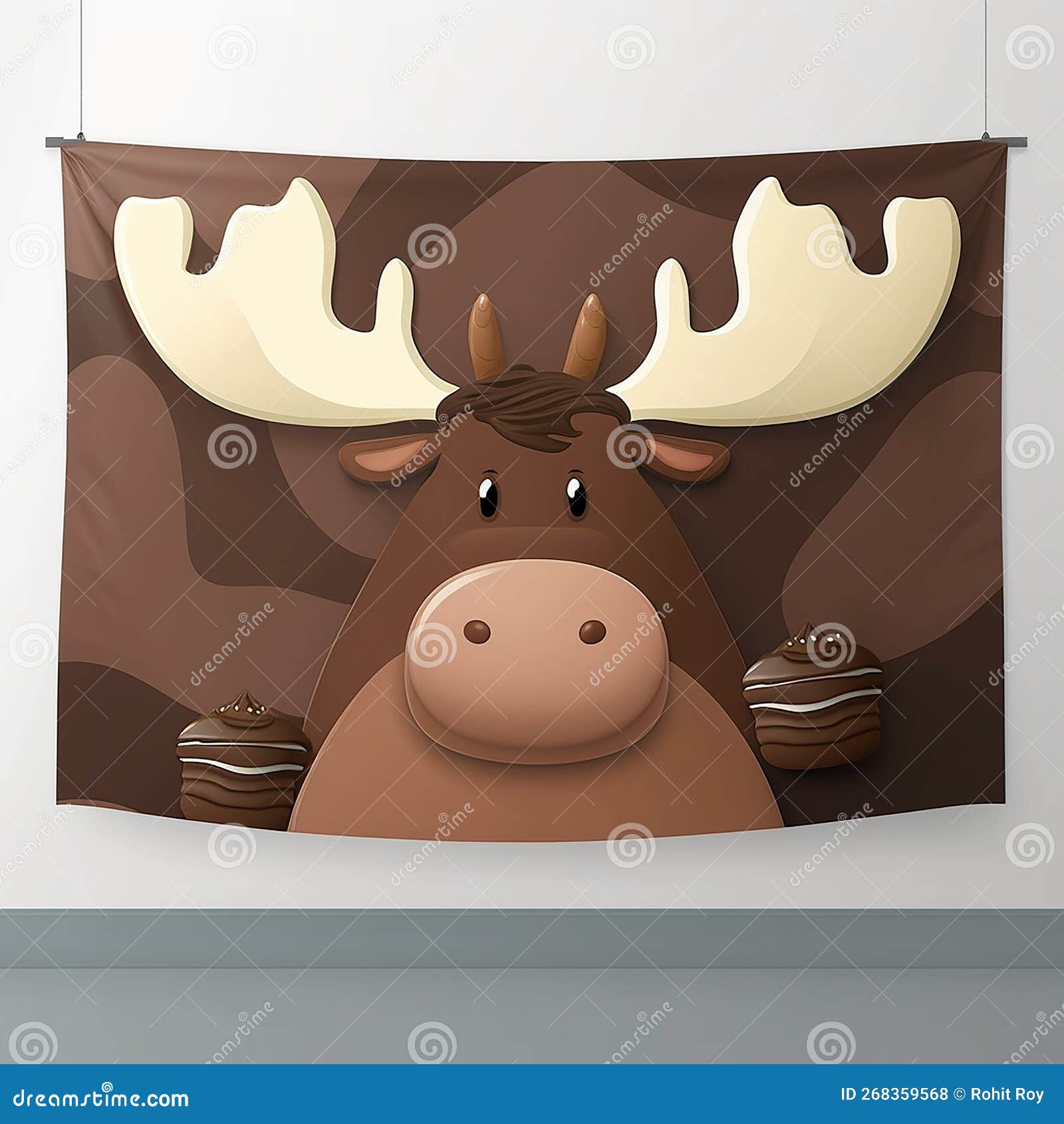Cute Chocolate Moose Banner with Copy Space Stock Illustration ...