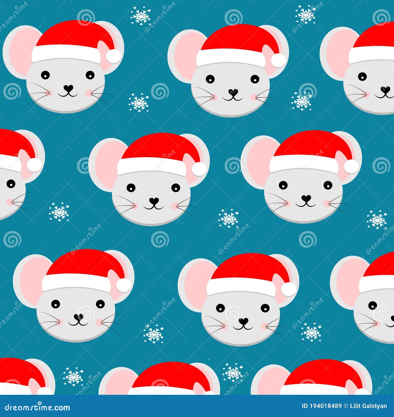 Cute Christmas Animal Pattern Vector Illustration Stock Vector ...