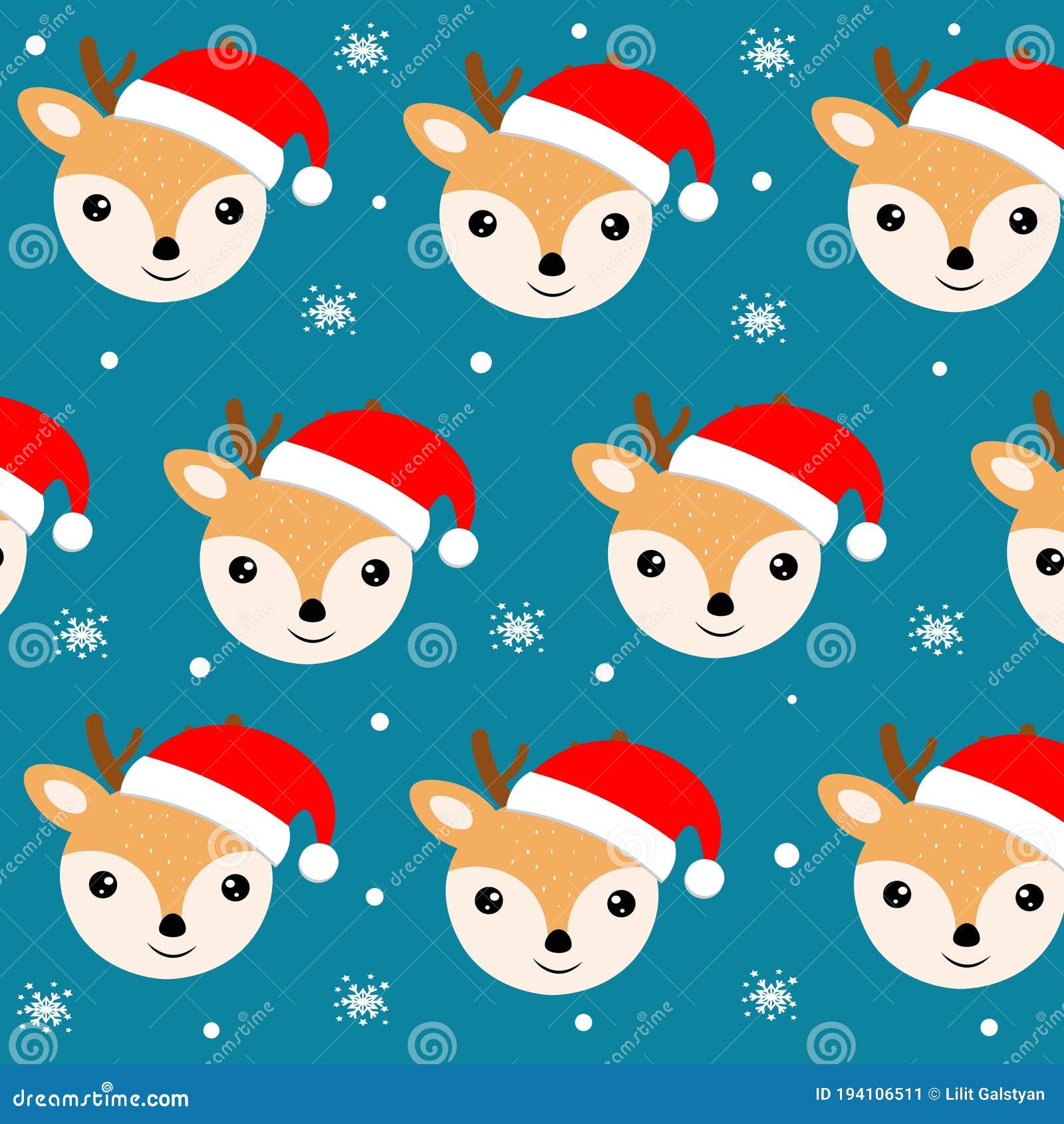 Cute Christmas Animal Pattern Vector Illustration Stock Vector ...