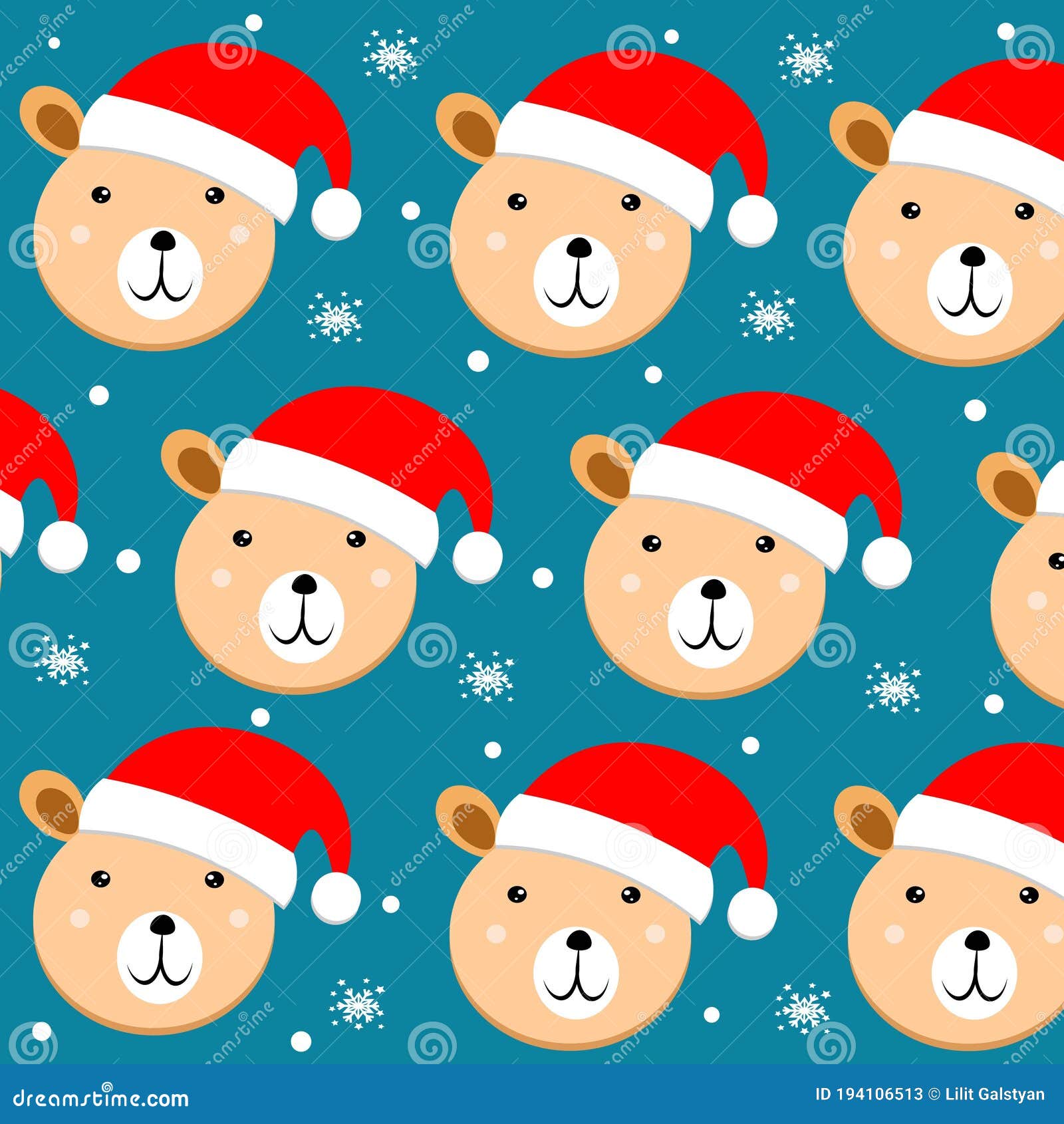 Cute Christmas Animal Pattern Vector Illustration Stock Vector ...