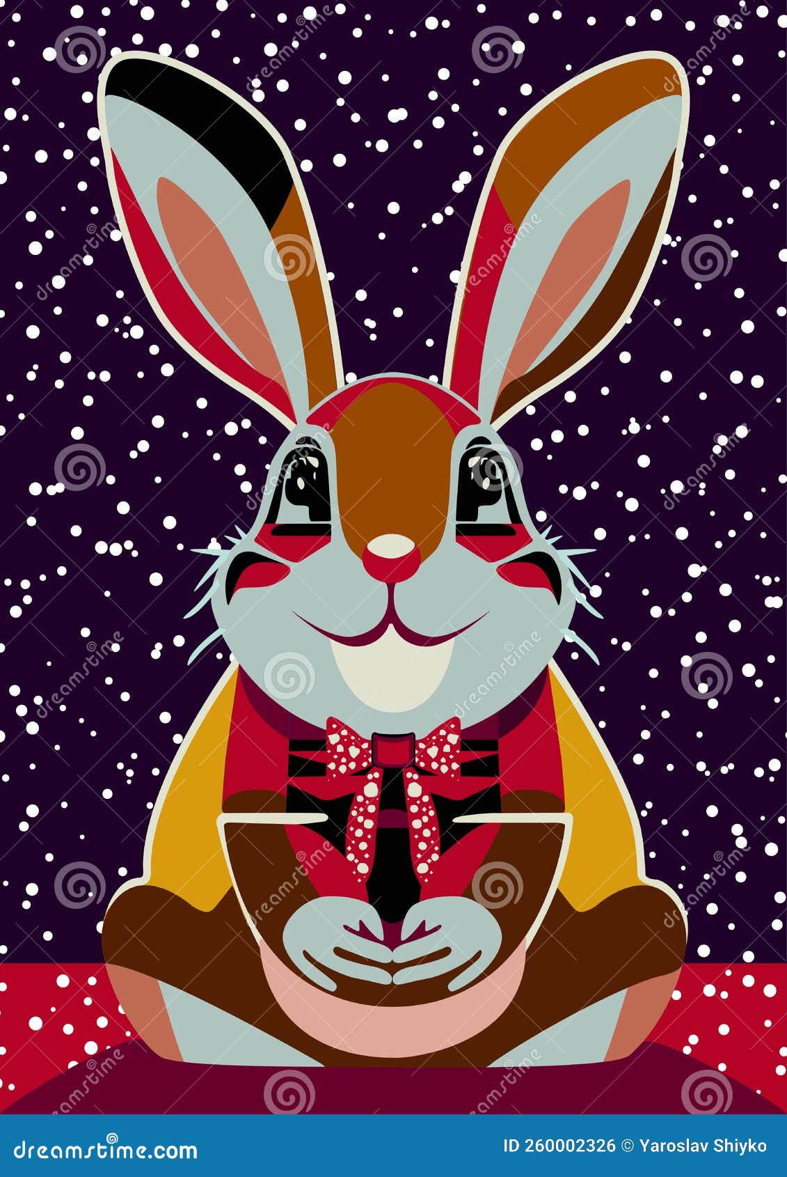 Cute Christmas Background with Bunny. Vector Illustration Stock Vector ...