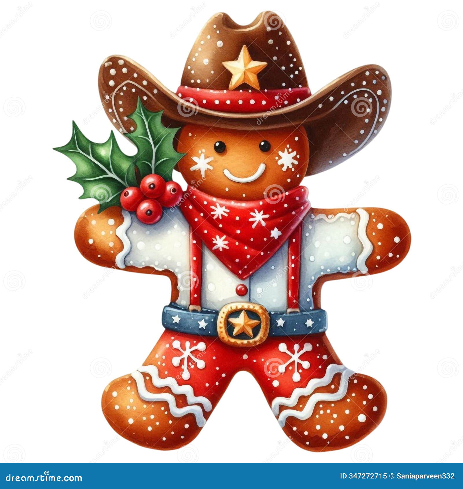 Cute Christmas Cowboy Gingerbread Man Stock Illustration - Illustration ...