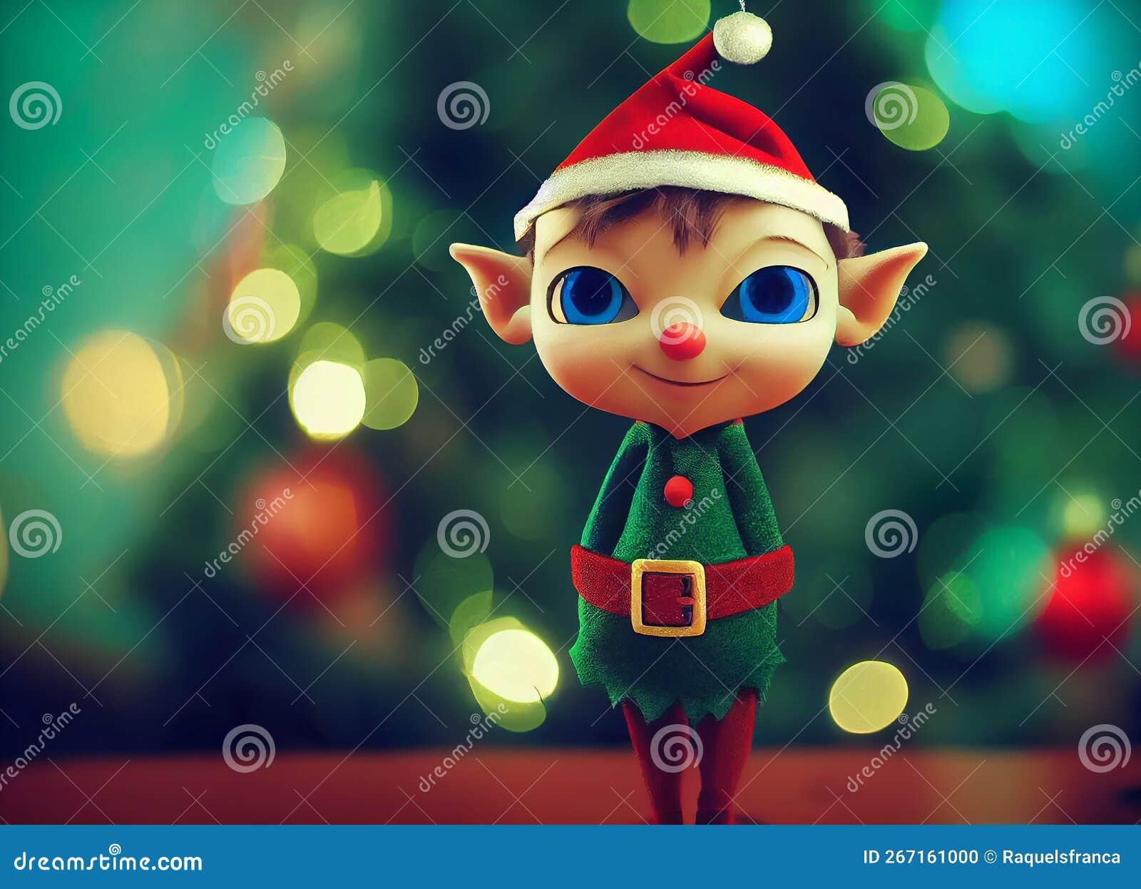 Cute christmas 3d elf stock illustration. Illustration of copy - 267161000