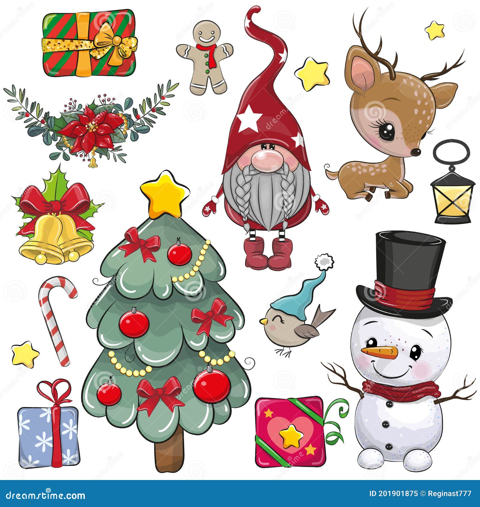 Cute Christmas Design Elements on a White Background Stock Vector ...