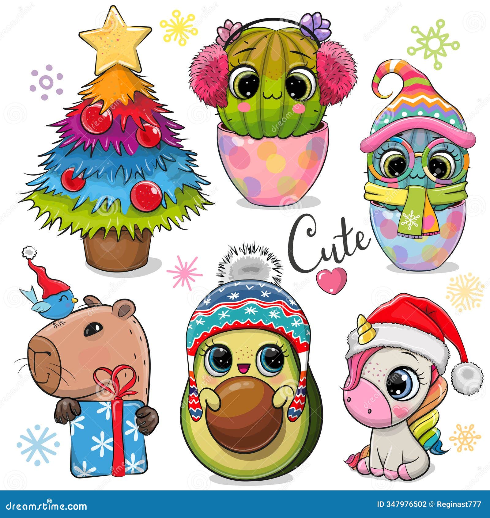 Cute Christmas Design Elements on a White Background Stock Vector ...