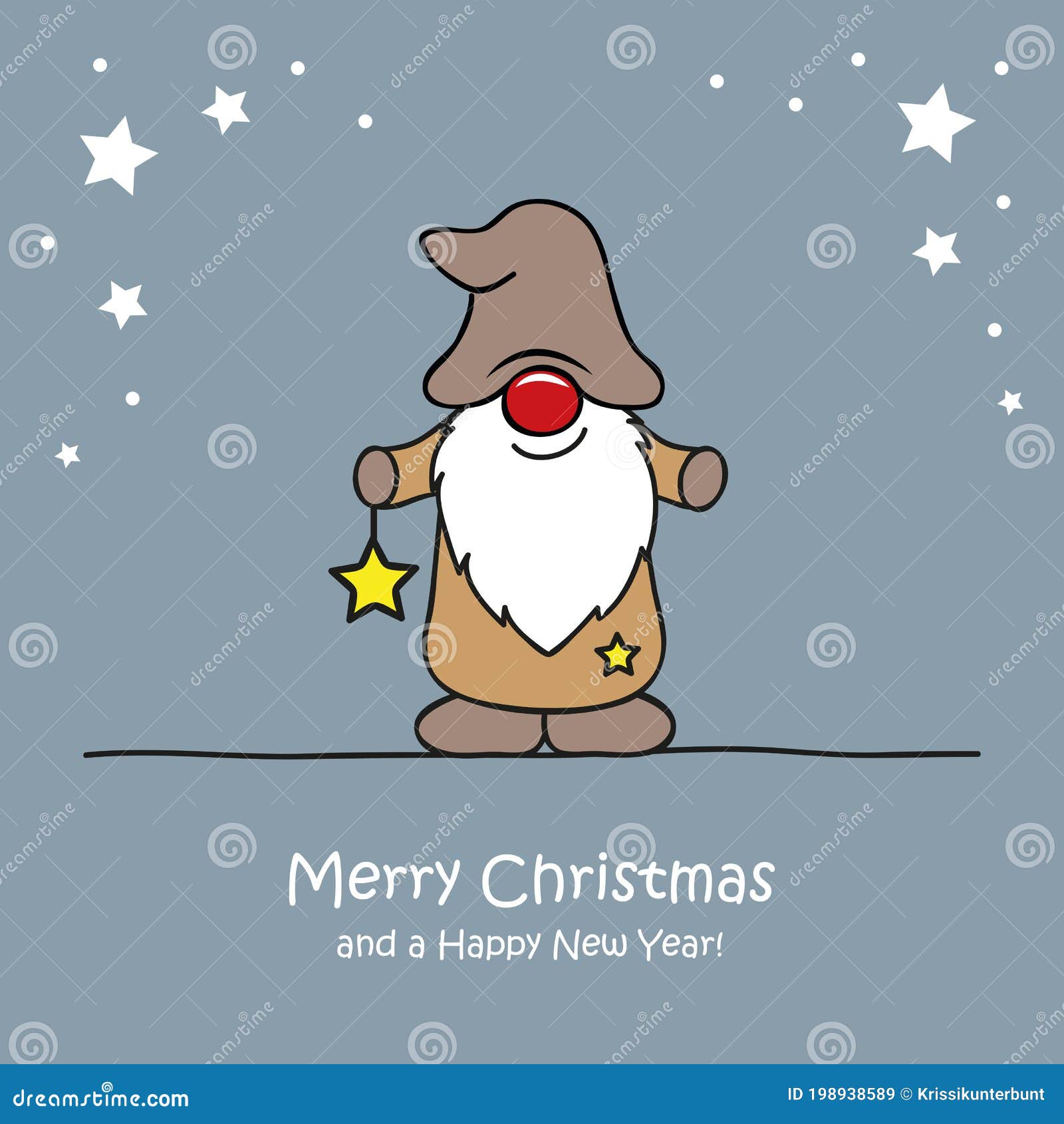 Cute Christmas Dwarf with Star Christmas Cartoon Stock Vector ...