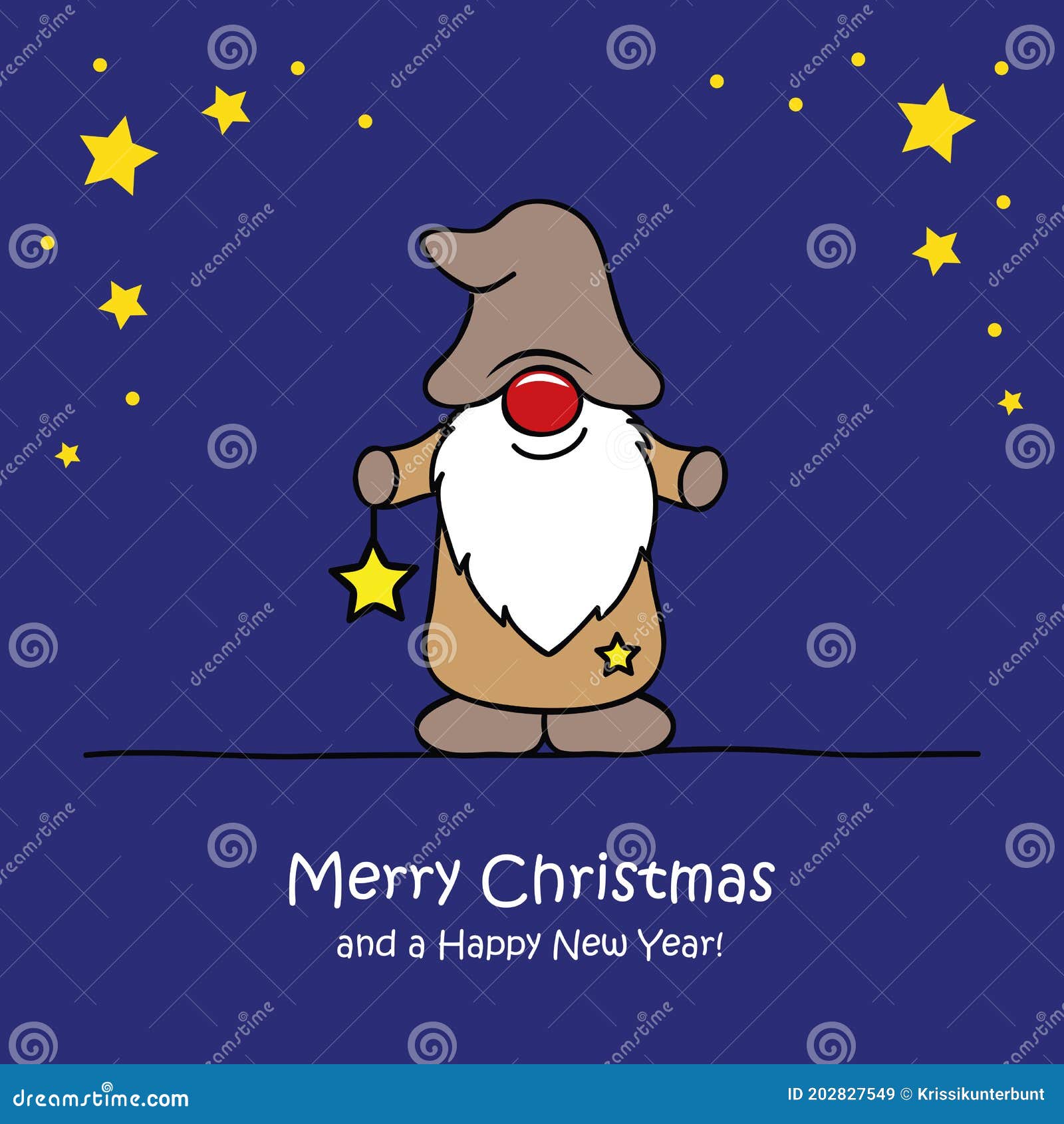 Cute Christmas Dwarf with Star Christmas Cartoon Stock Vector ...