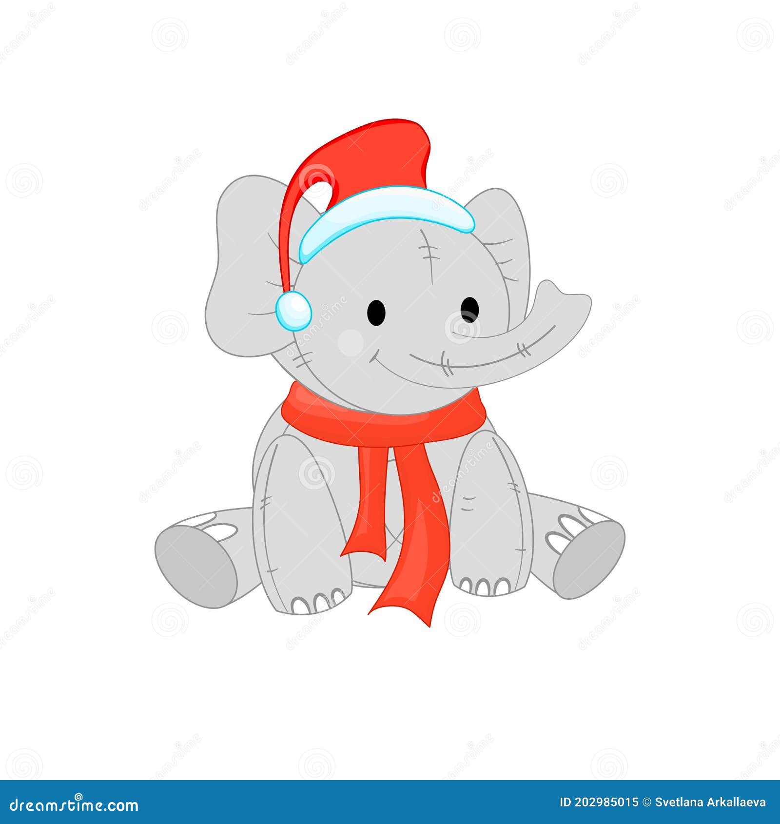 Cute Christmas Elephant. Cartoon Vector Illustration. Eps Stock ...