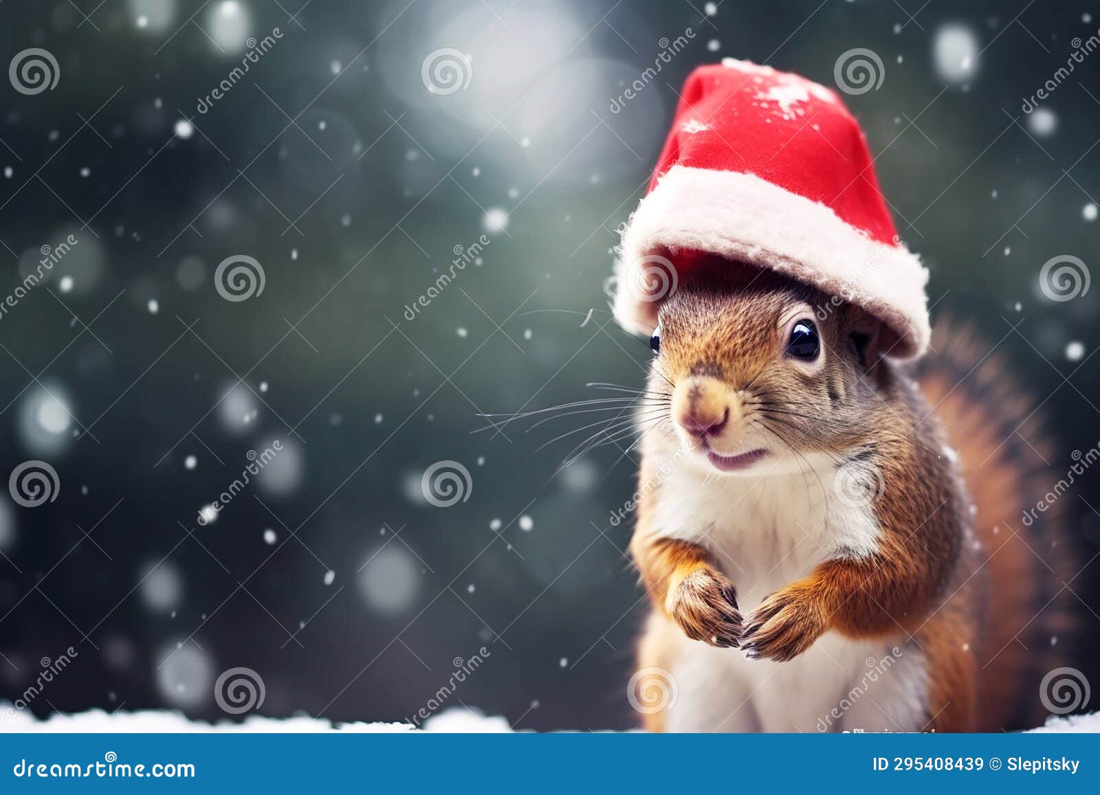 Cute Christmas Funny Squirrel in Santa Red Hat Stock Image - Image of ...