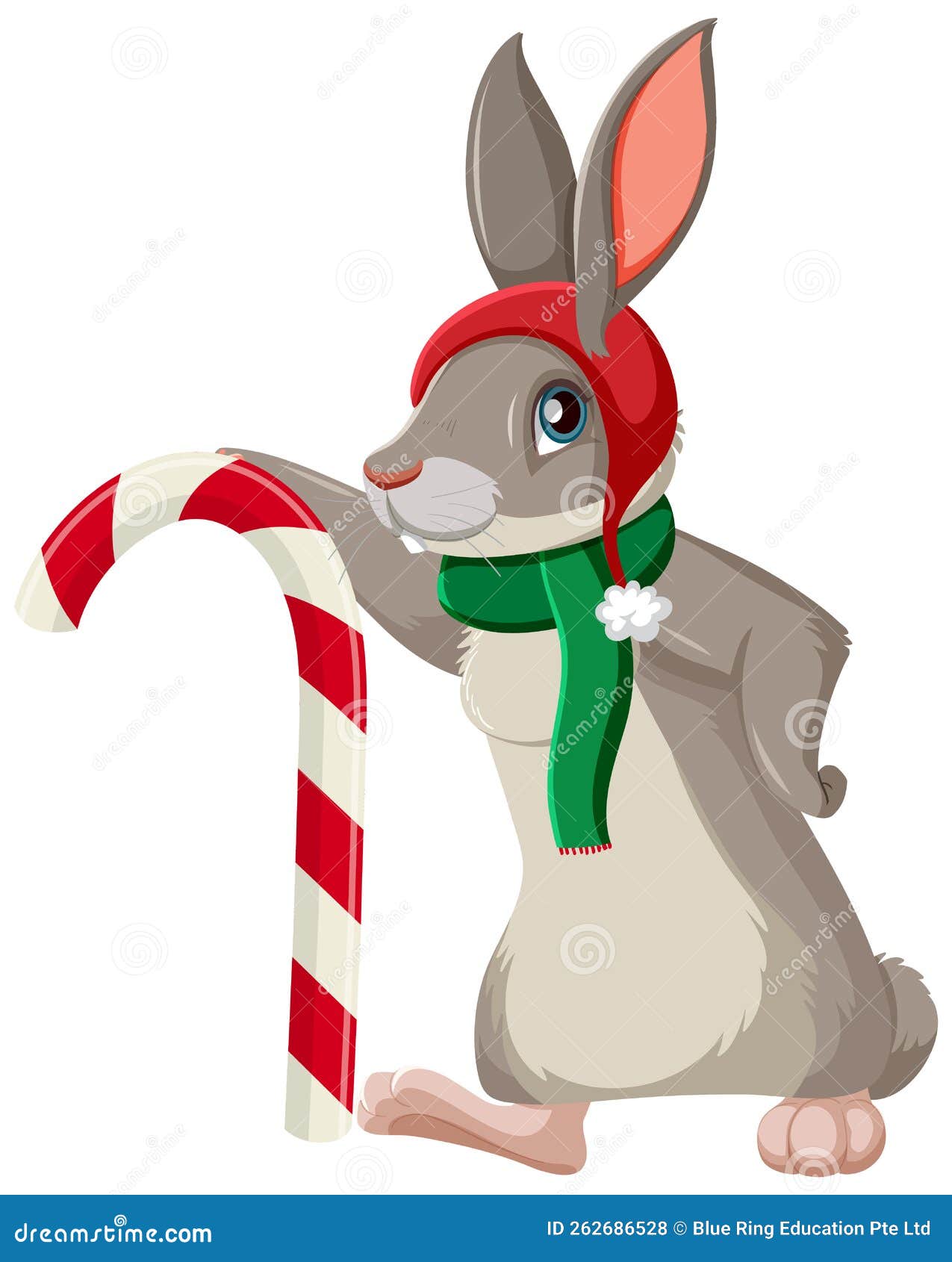 Cute Christmas Rabbit Cartoon Character Stock Vector - Illustration of ...