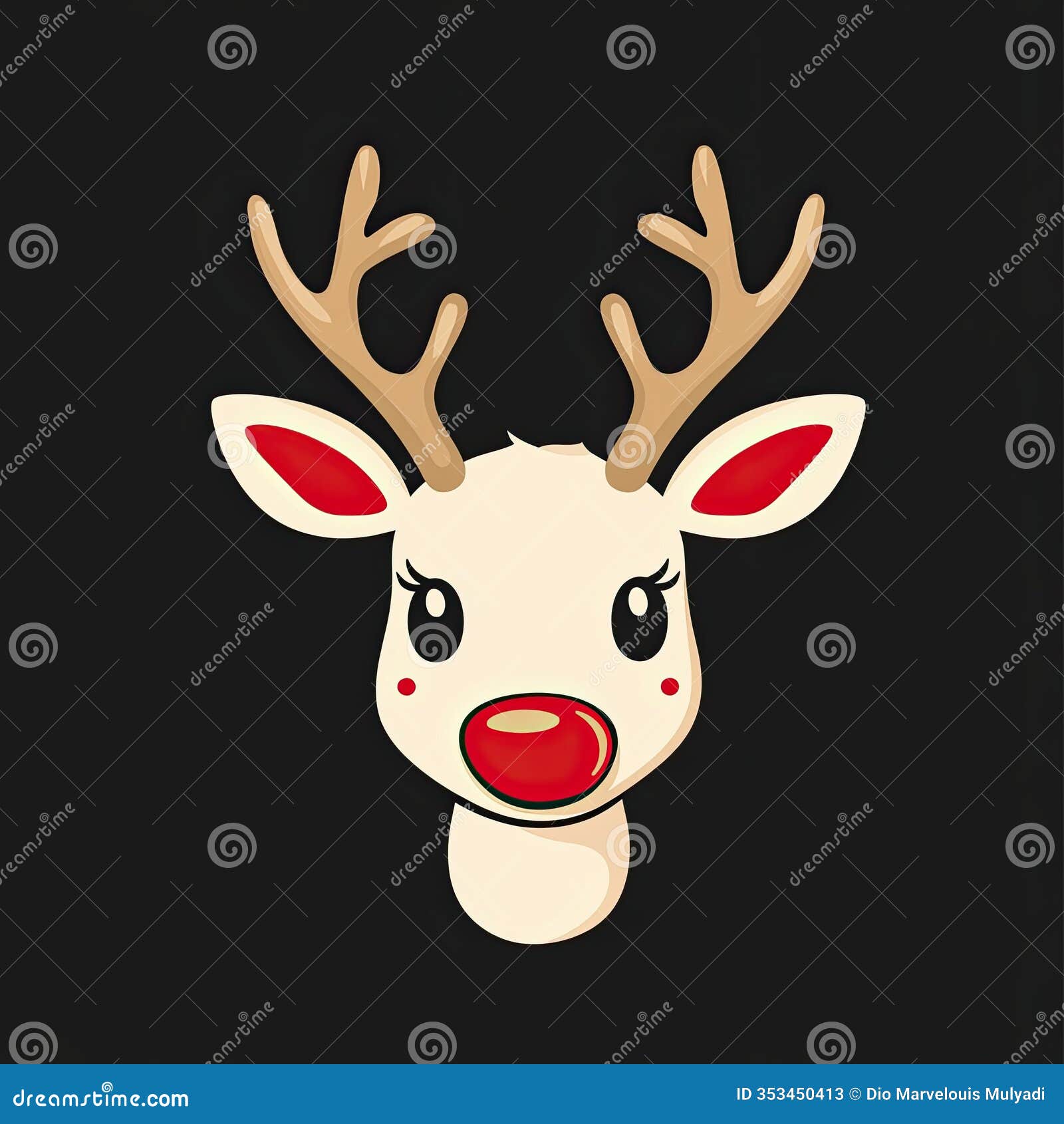 Cute Christmas Reindeer Face Stock Illustration - Illustration of ...
