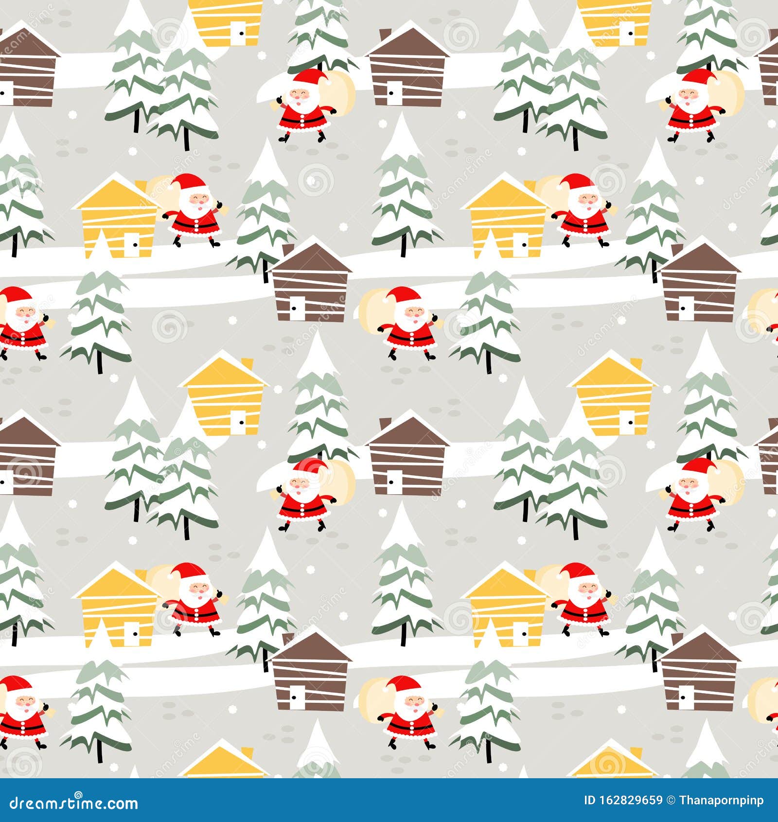 Cute Christmas and Santa Seamless Pattern Stock Vector - Illustration ...