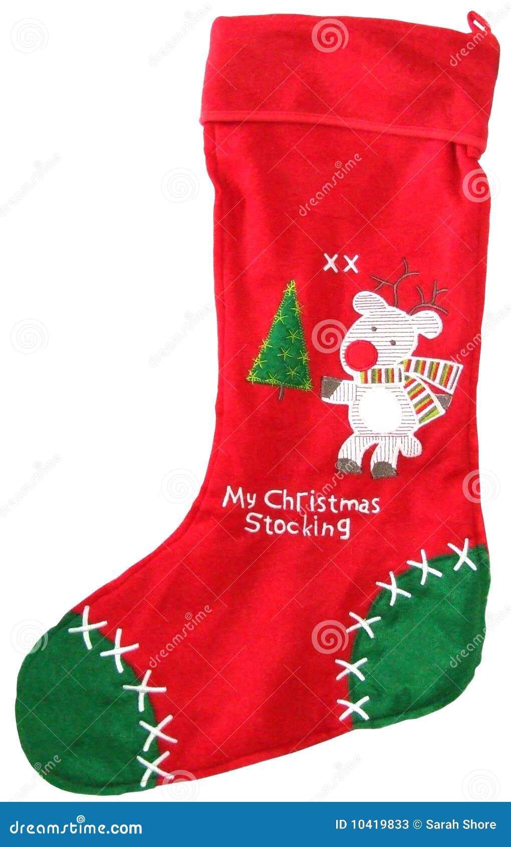 Cute Christmas Stocking stock image. Image of green, presents - 10419833