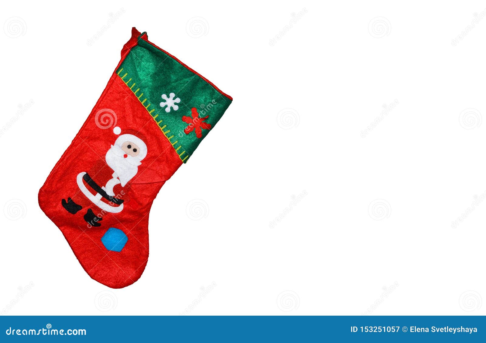 Cute Christmas Stocking Isolated on White Stock Image - Image of bright ...