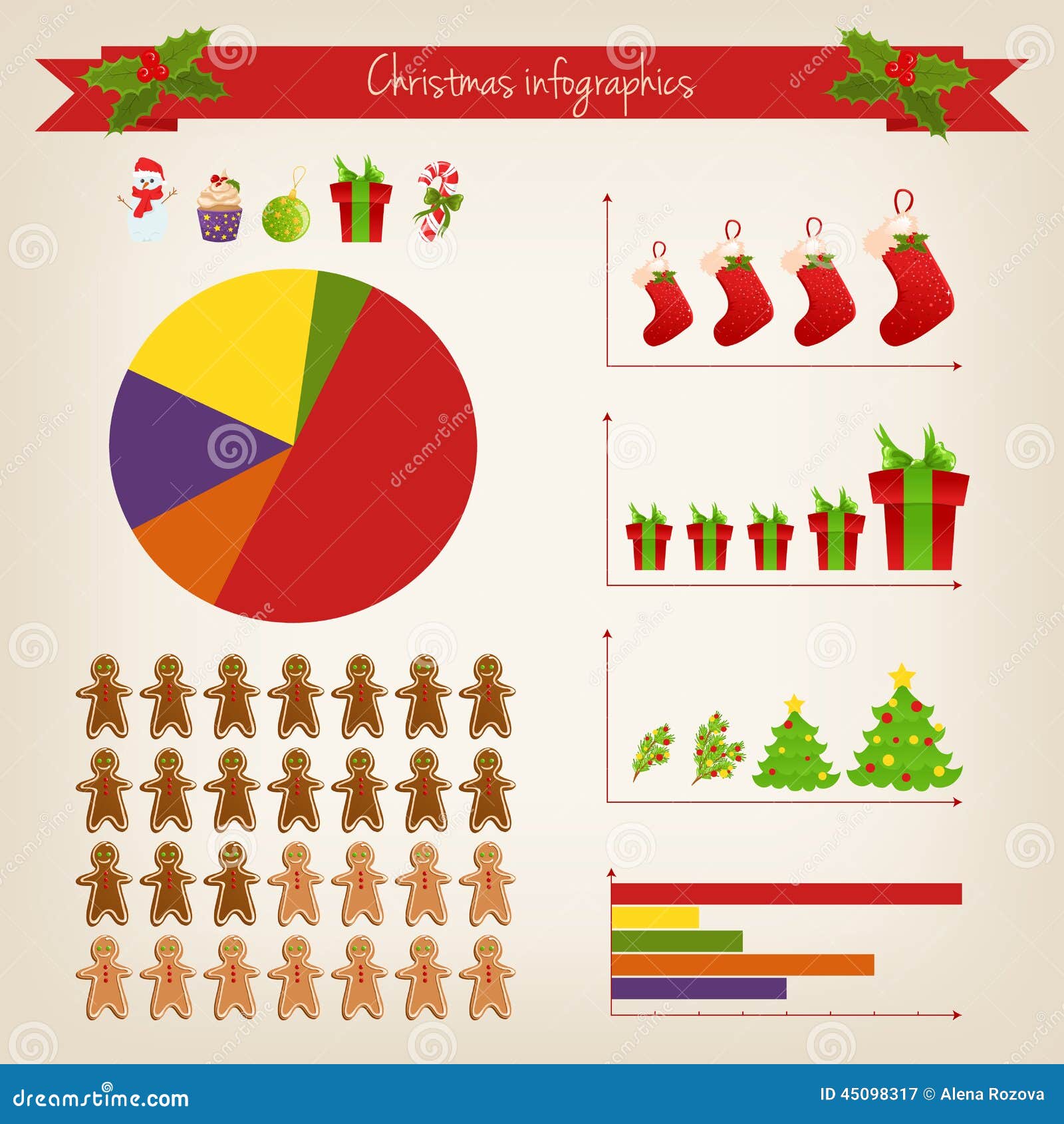 Cute Christmas Themed Infographics Stock Illustration - Illustration of ...