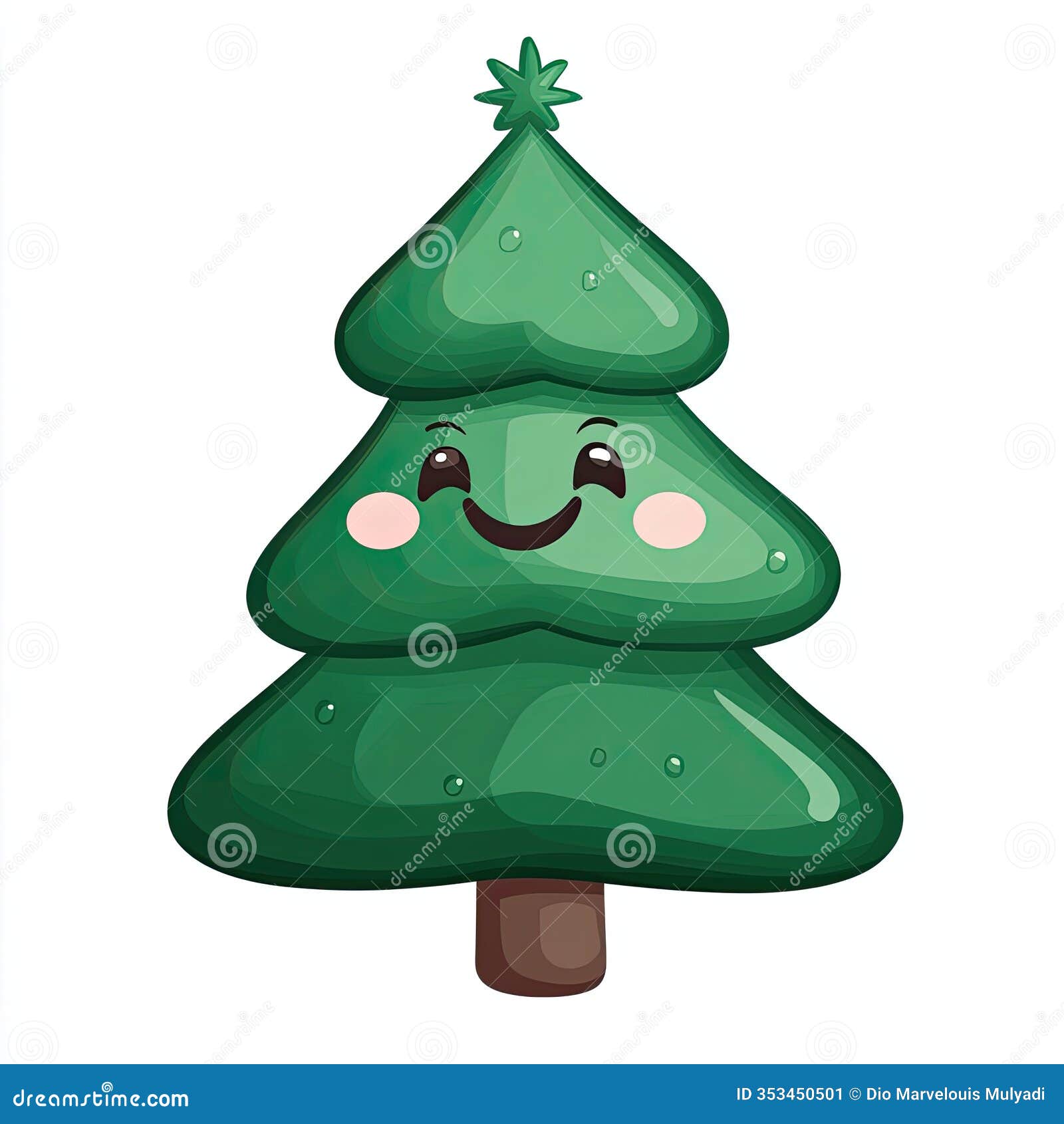 Cute Christmas Tree Cartoon Stock Illustration - Illustration of ...