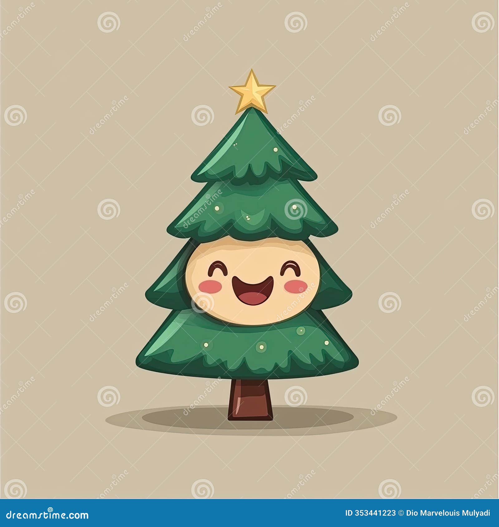 Cute Christmas Tree Cartoon Character Stock Image - Image of kawaii ...