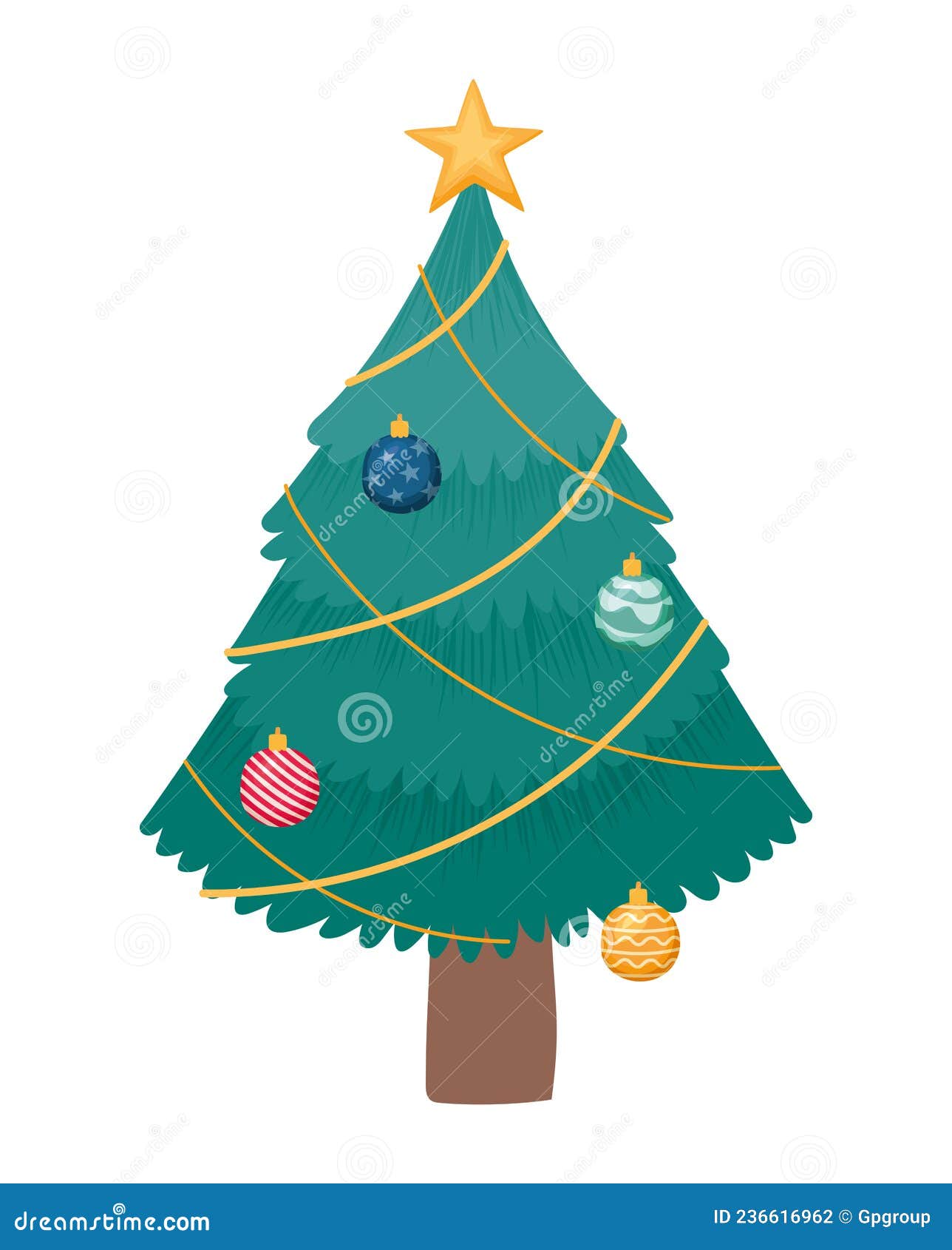 Cute christmas tree stock vector. Illustration of branch - 236616962