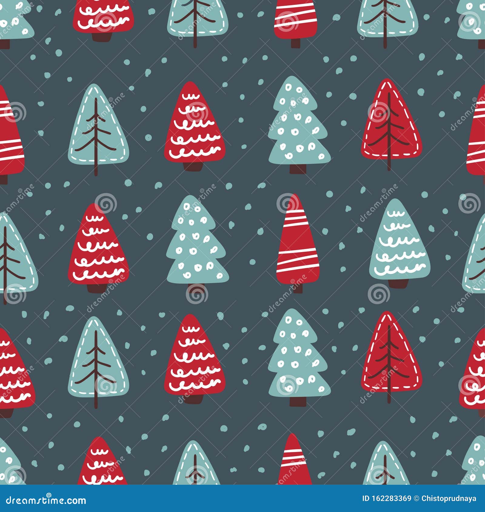 Cute Christmas Trees Seamless Pattern Stock Vector - Illustration of ...
