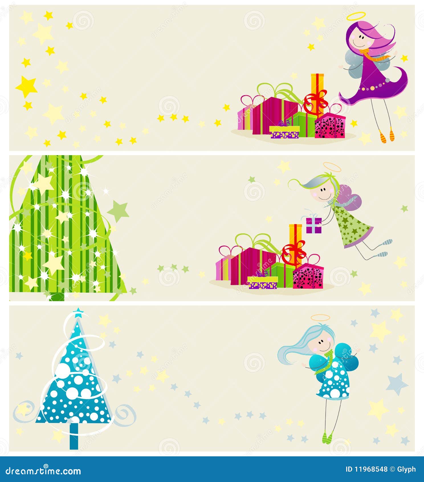Cute Christmas web banners stock vector. Illustration of cute - 11968548