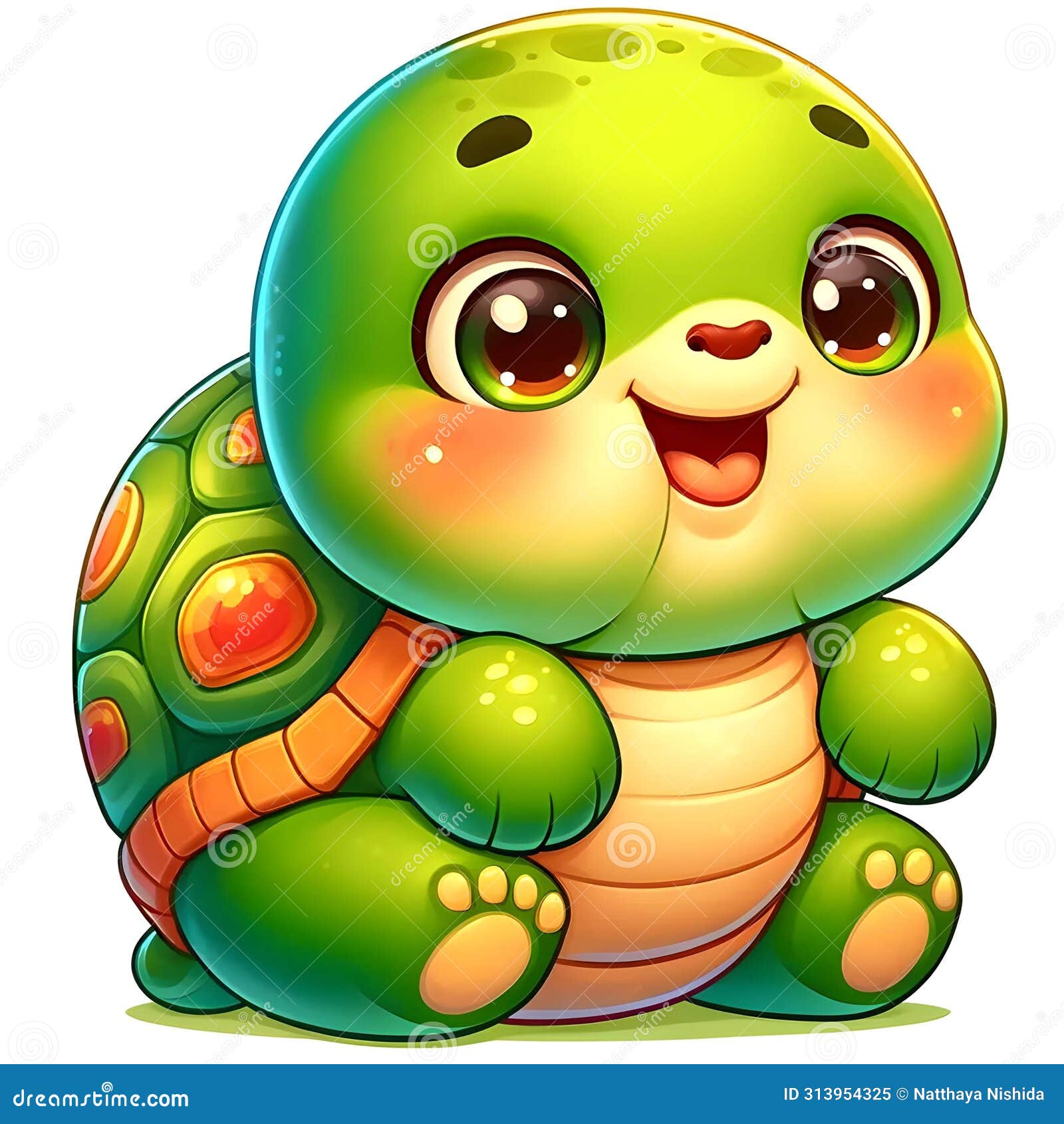 Cute Chubby Turtle Cartoon Style Stock Illustration - Illustration of ...