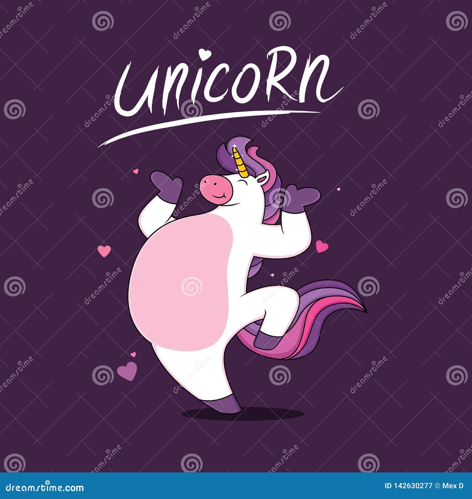Cute Chubby Unicorn Cartoons are Dancing Stock Vector - Illustration of ...
