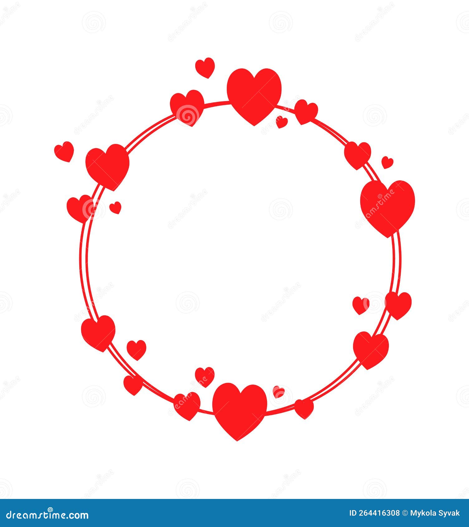 Cute Circle Frame with Hearts Flat Icon Decor Element Stock Vector ...