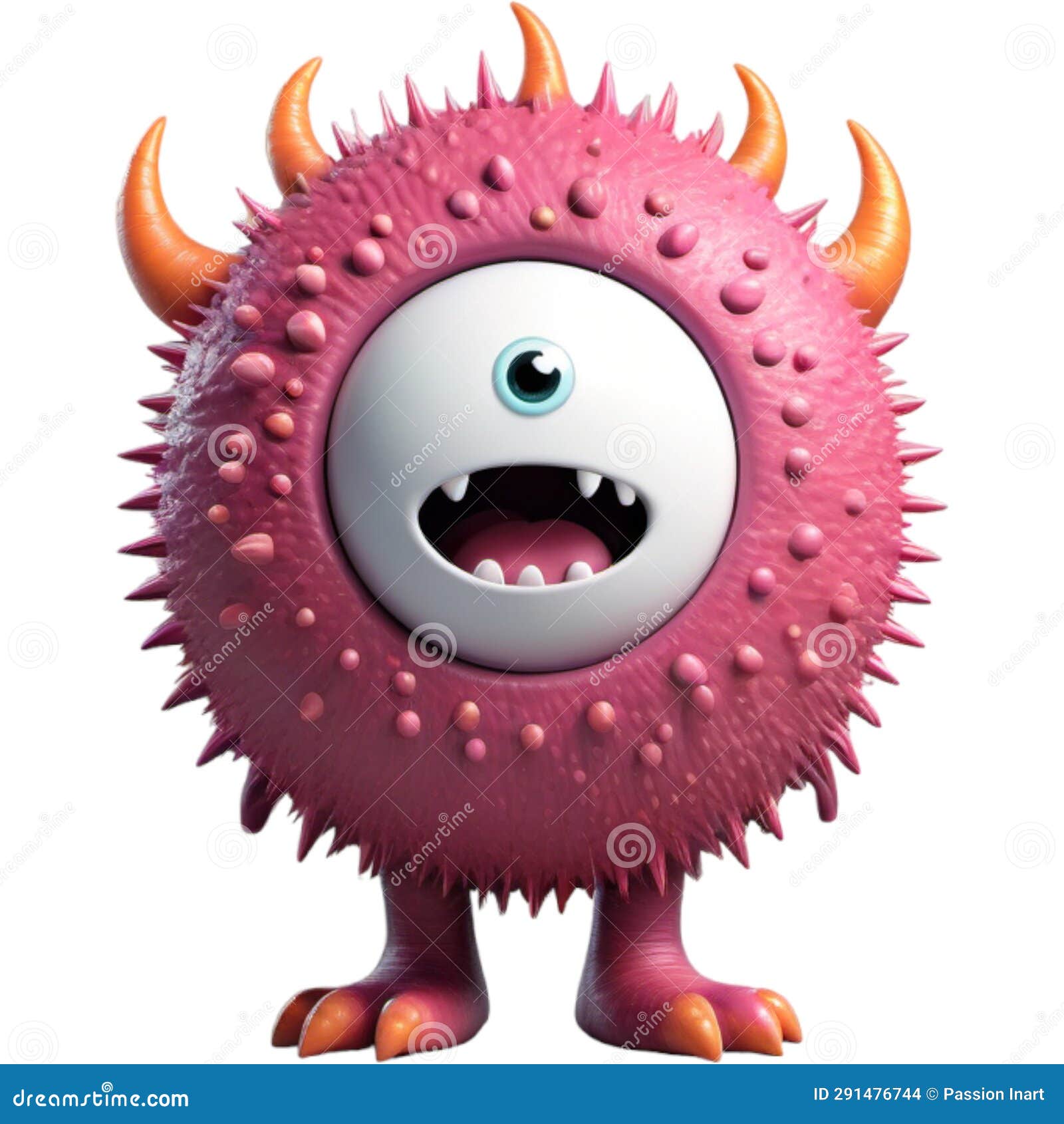 Cute Circle Monster Isolated on White Background Stock Illustration ...