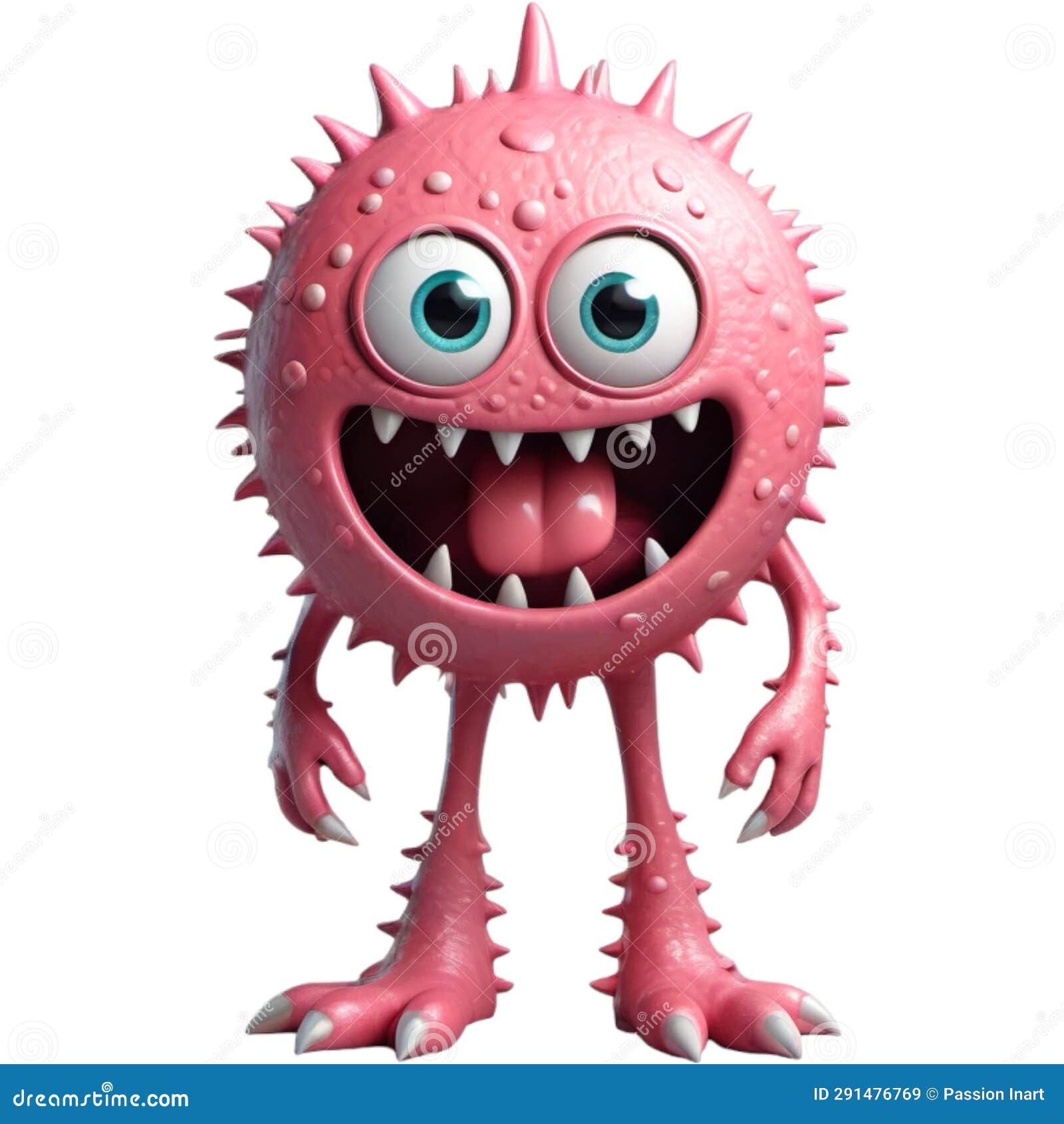 Cute Circle Monster Isolated on White Background Stock Illustration ...