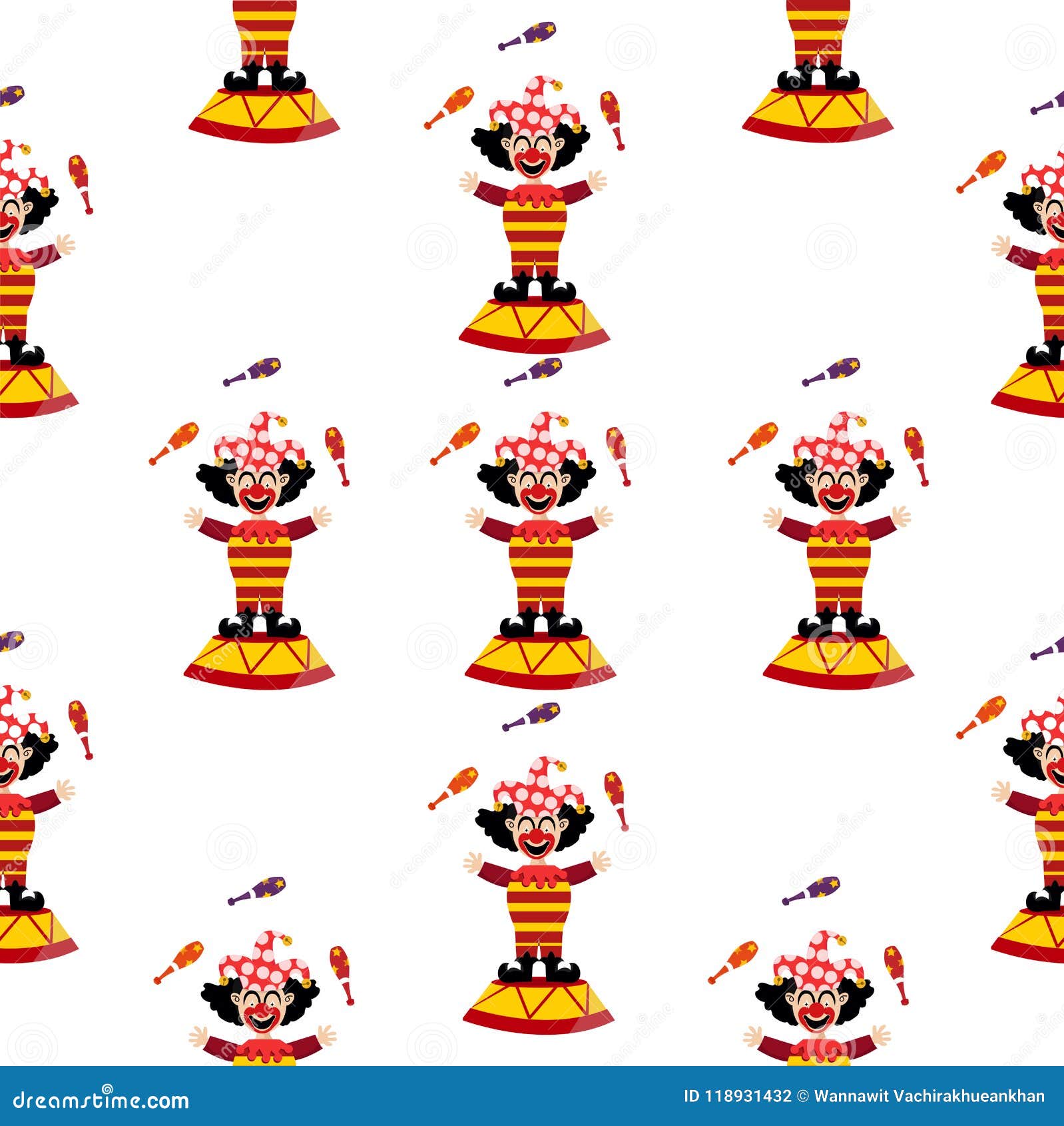 Cute Circus Clown Pattern Vector Illustration | CartoonDealer.com ...